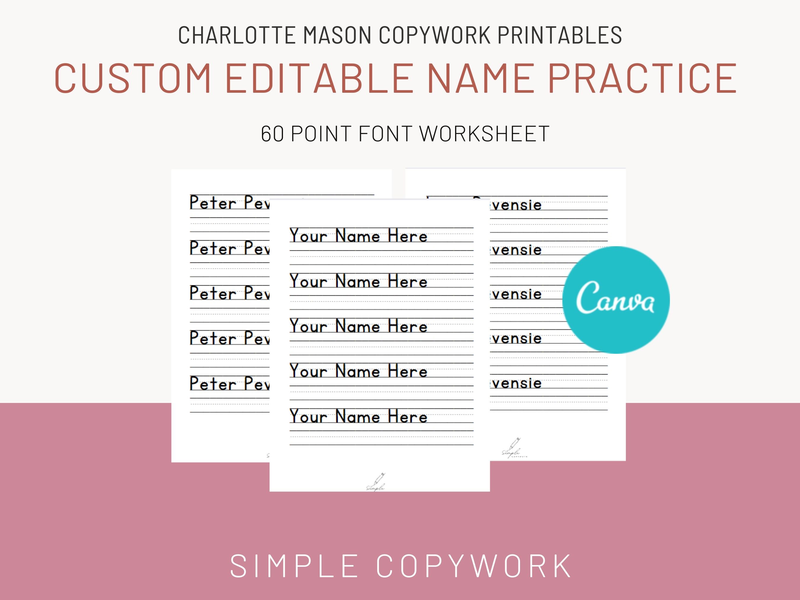 Editable Name Worksheet, Canva Template, 60 pt. PRINT