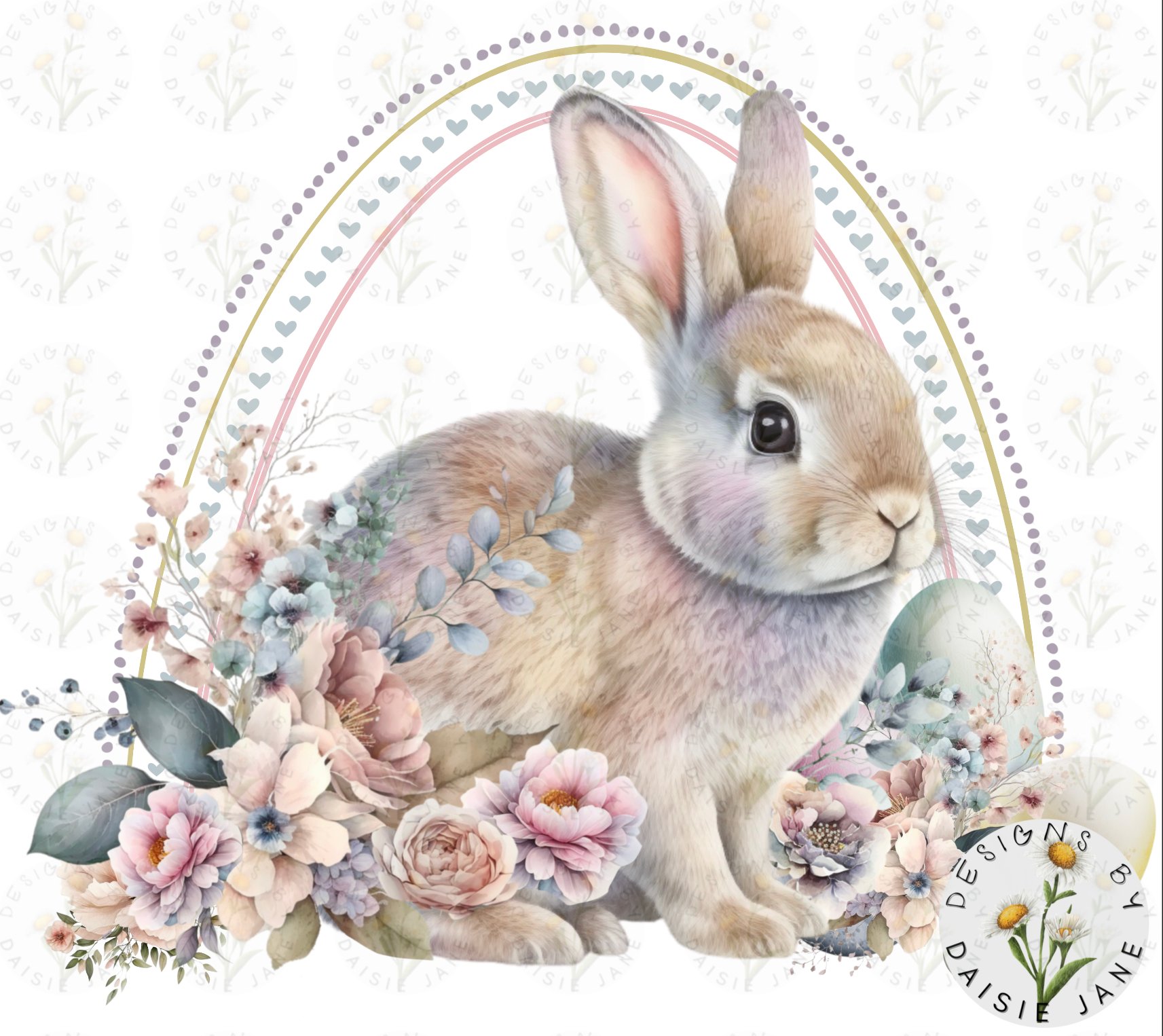 Easter Rabbit & Rainbow, PNG/Clipart No Text. - Payhip