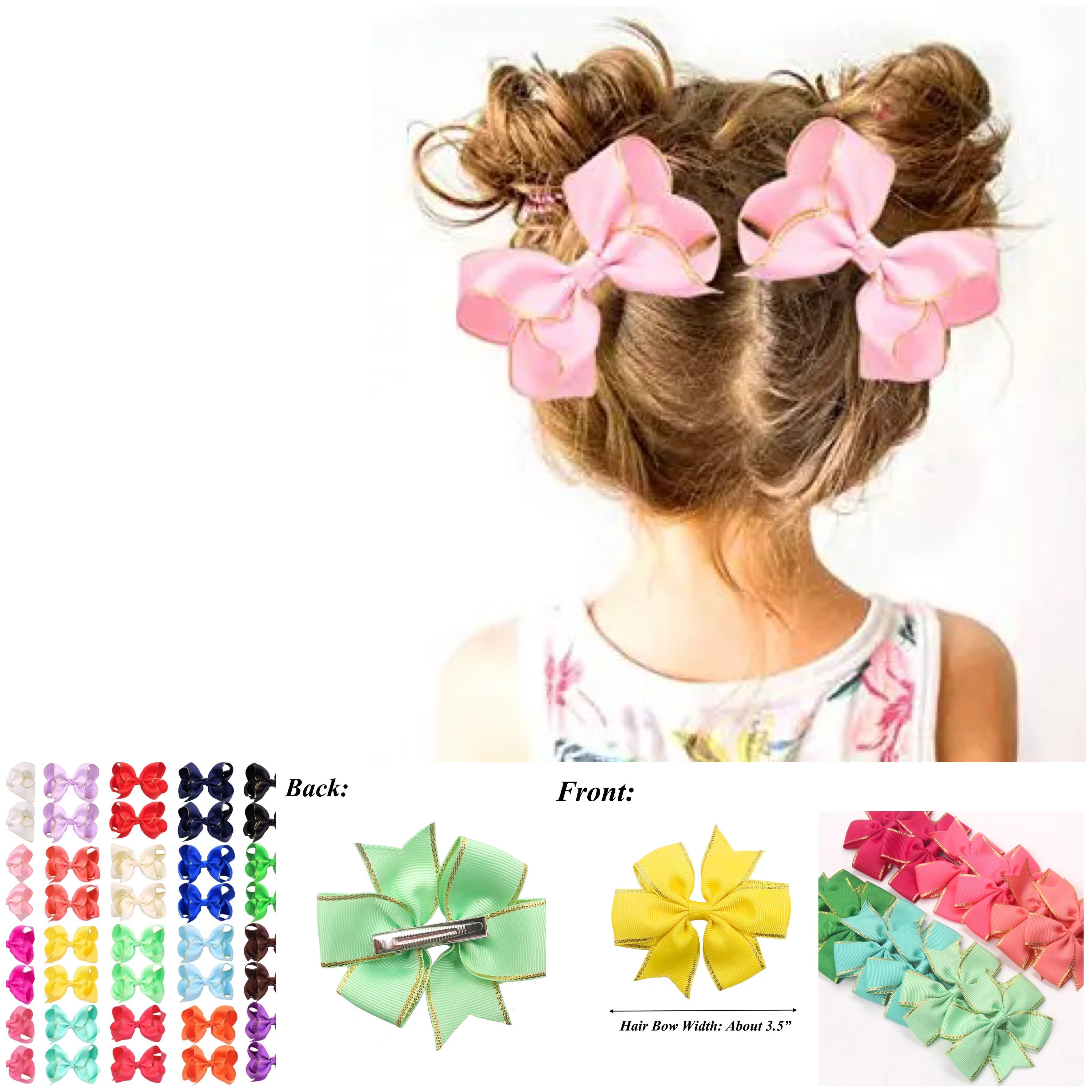 Baby Hair Bows for Girls 40PCs with Covered Clips - Handmade with Soft ...