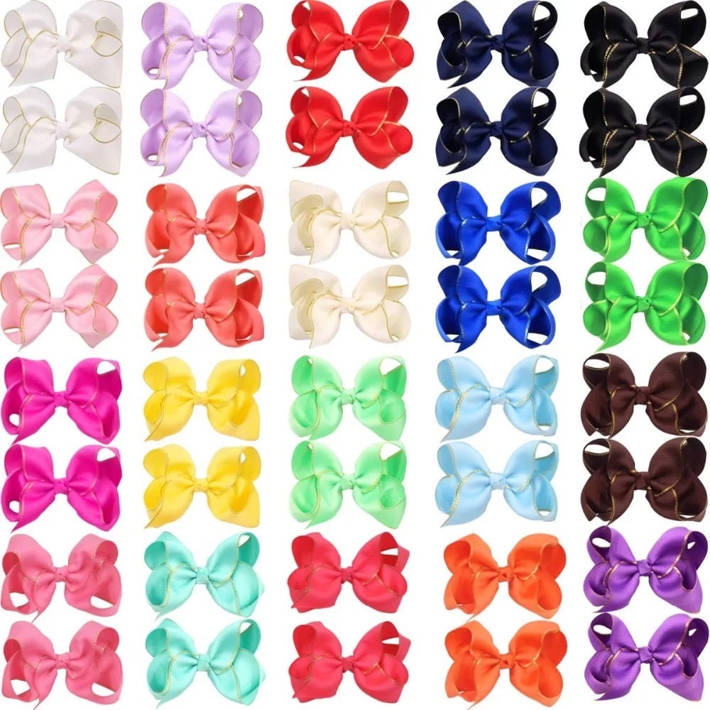 Baby Hair Bows for Girls 40PCs with Covered Clips - Handmade with Soft ...