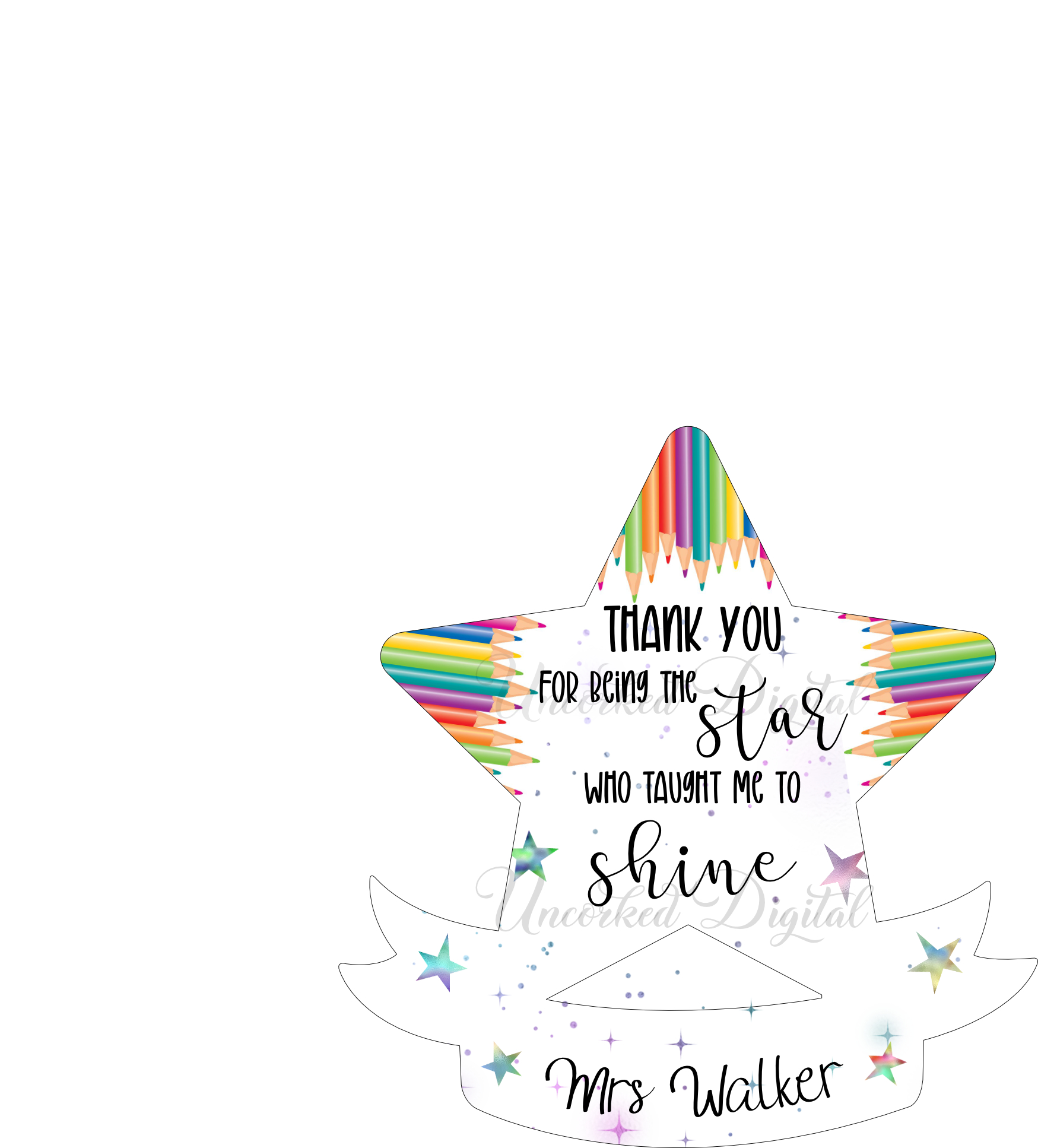 Teacher Star Banner design (woodform) - Payhip