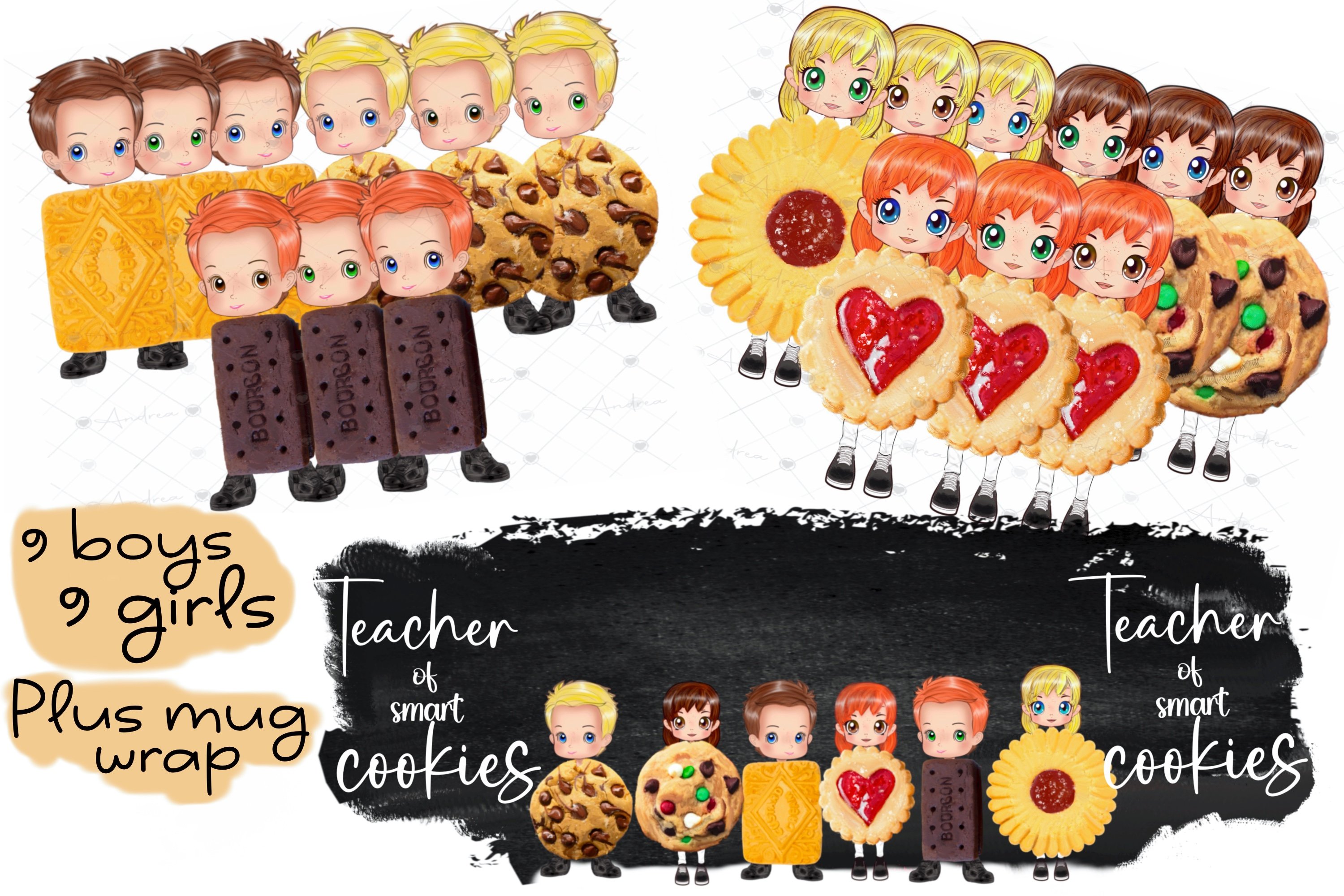 Smart cookie kids. Individual boys and girls, plus mug wrap design. 19 ...