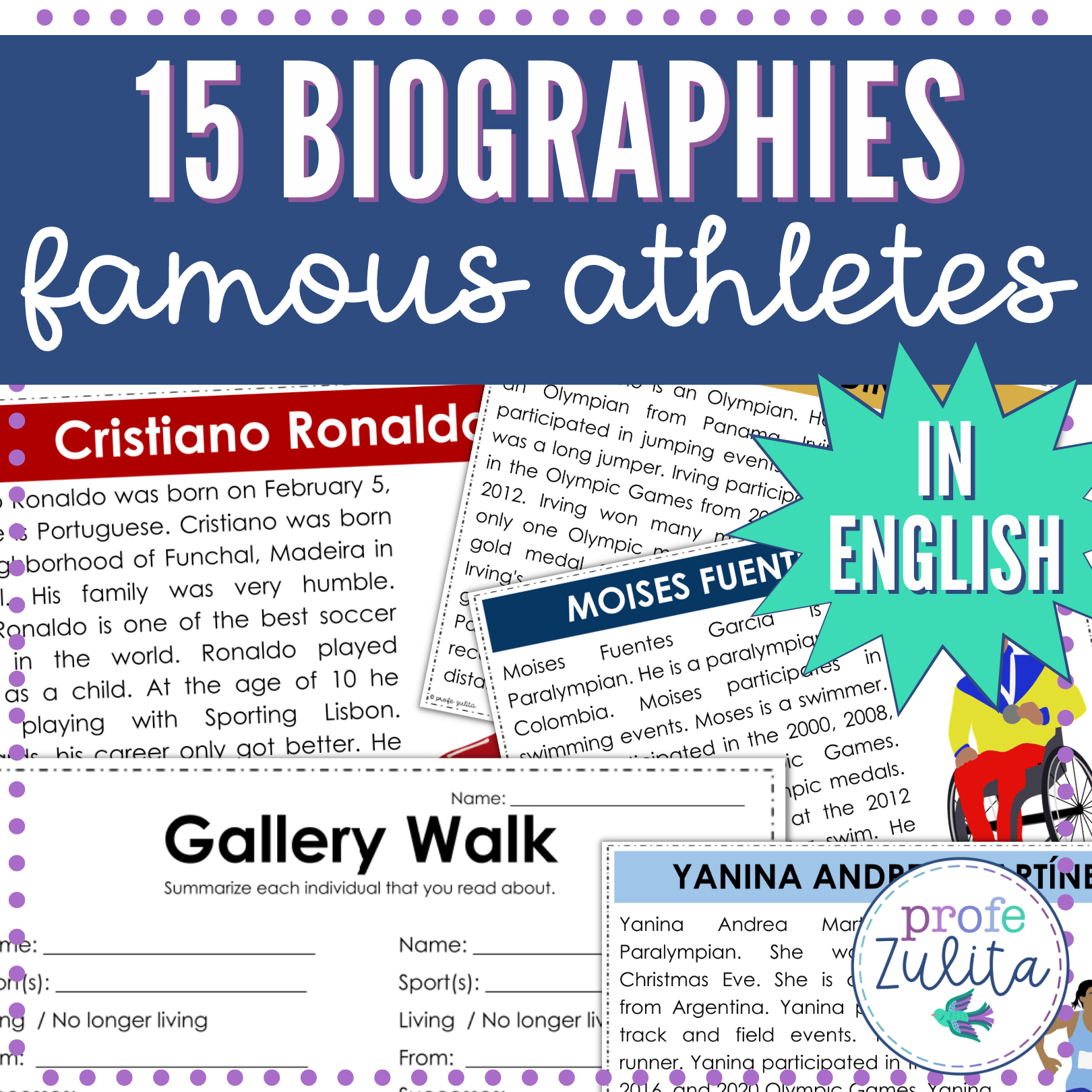 15 English Sport Athlete Biography Readings Level: Beginner ESL ...