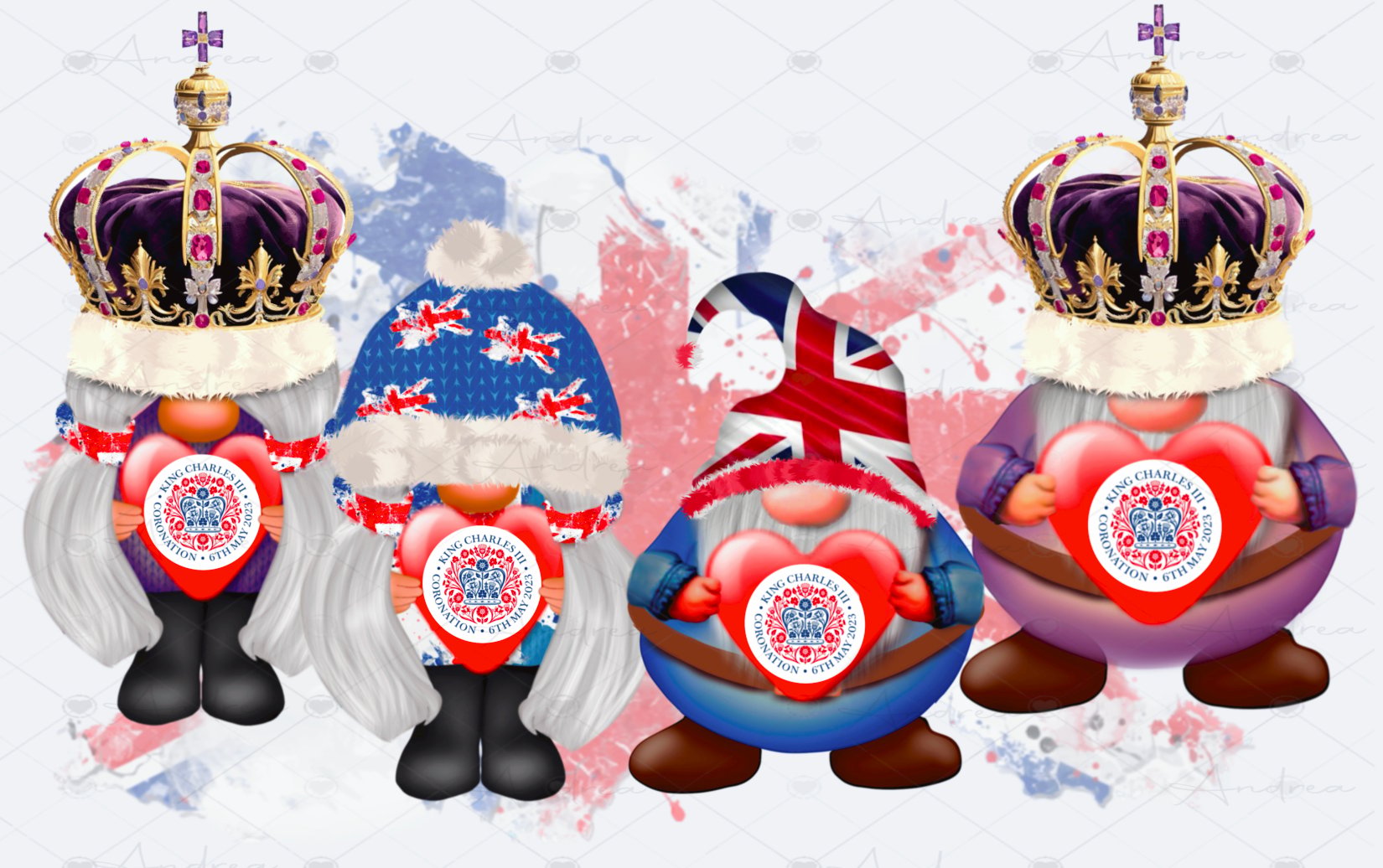 Coronation gnomes and mug wraps. 8 files. - Payhip