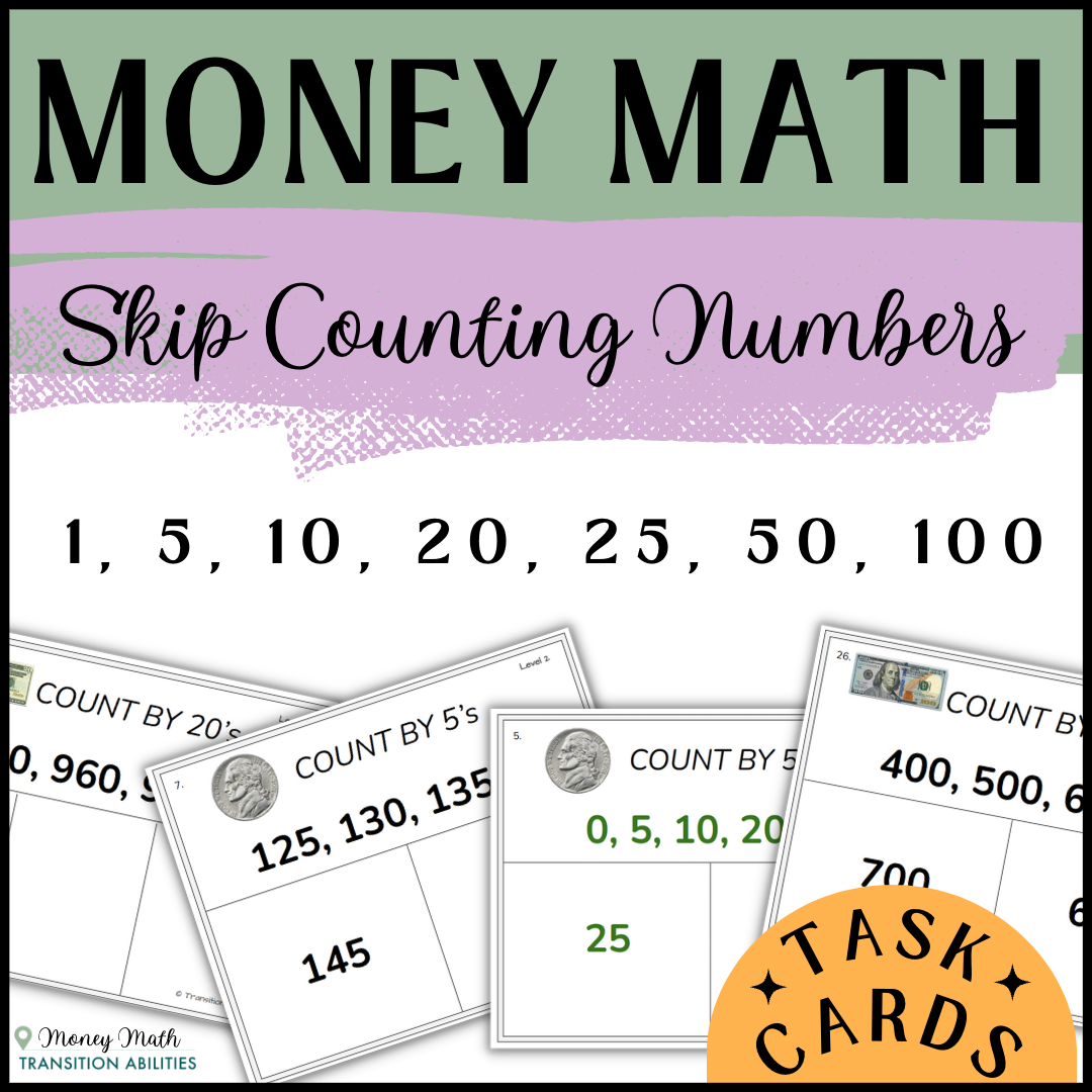 Skip Counting Numbers | Money Math | Task Cards