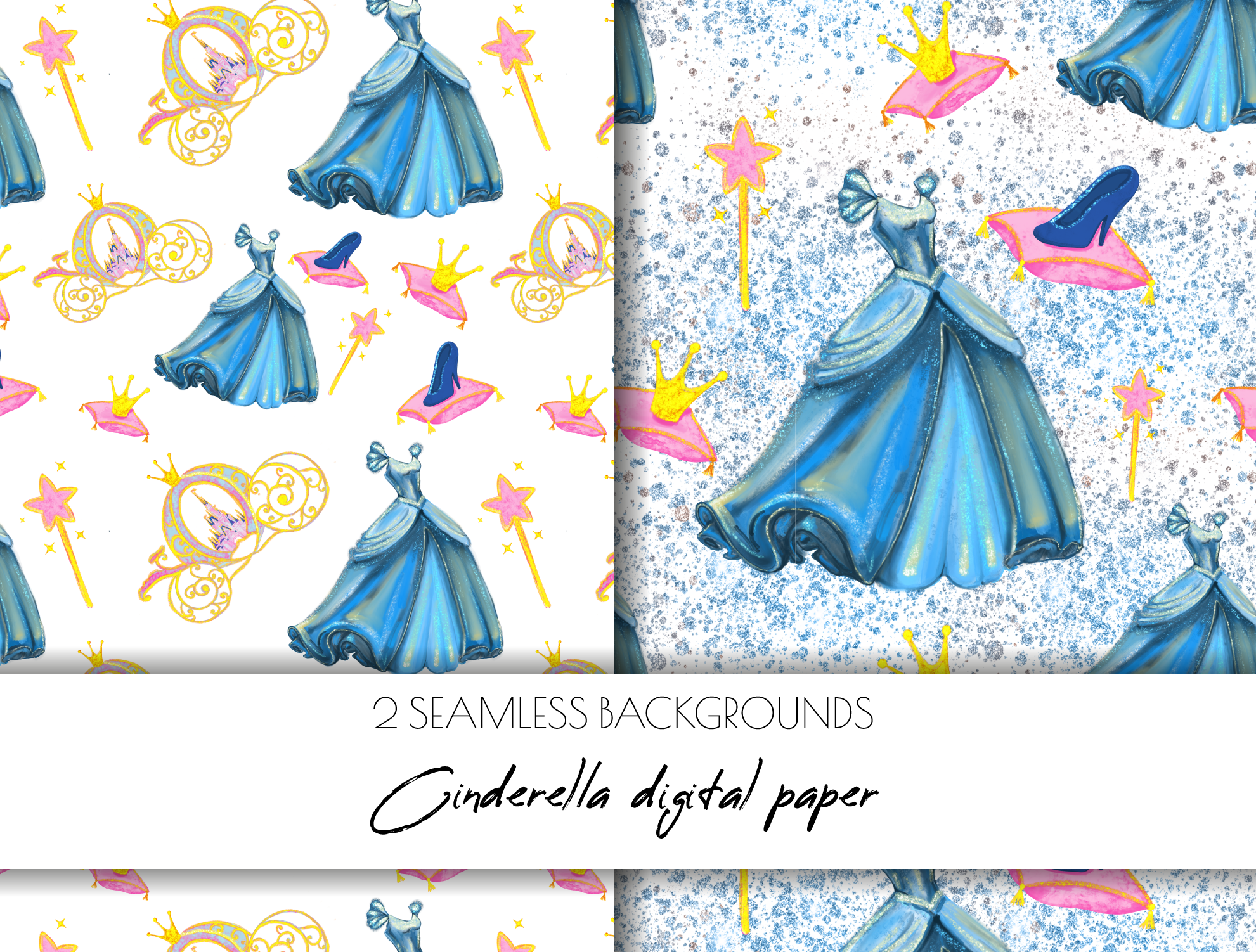 Magic Kingdom scrapbook paper, cinderella digital paper,magic kingdom ...