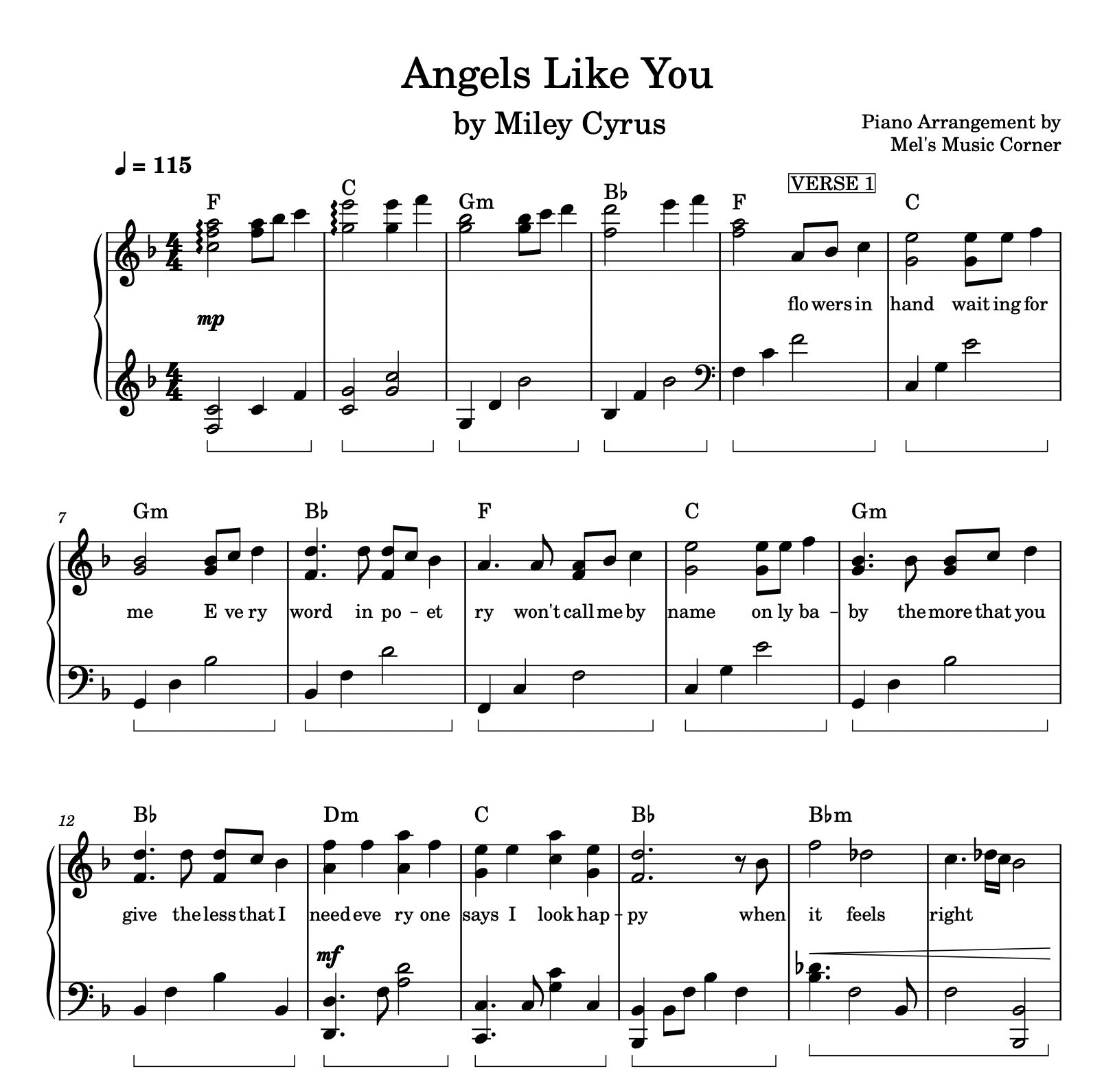 Angels Like You by Miley Cyrus SHEET MUSIC or MIDI - Payhip