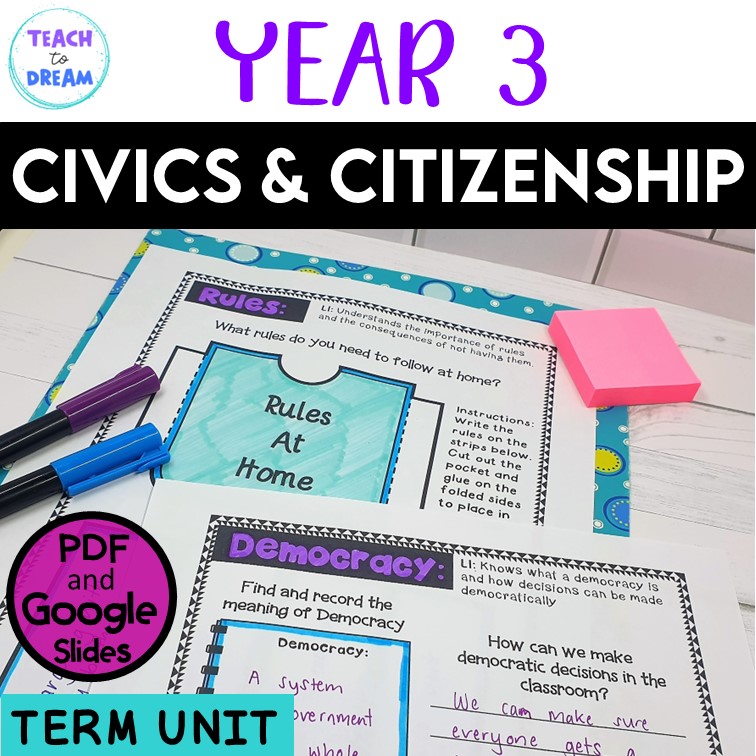 Civics and Citizenship rules and democracy Grade 3 | Worksheets & Digital