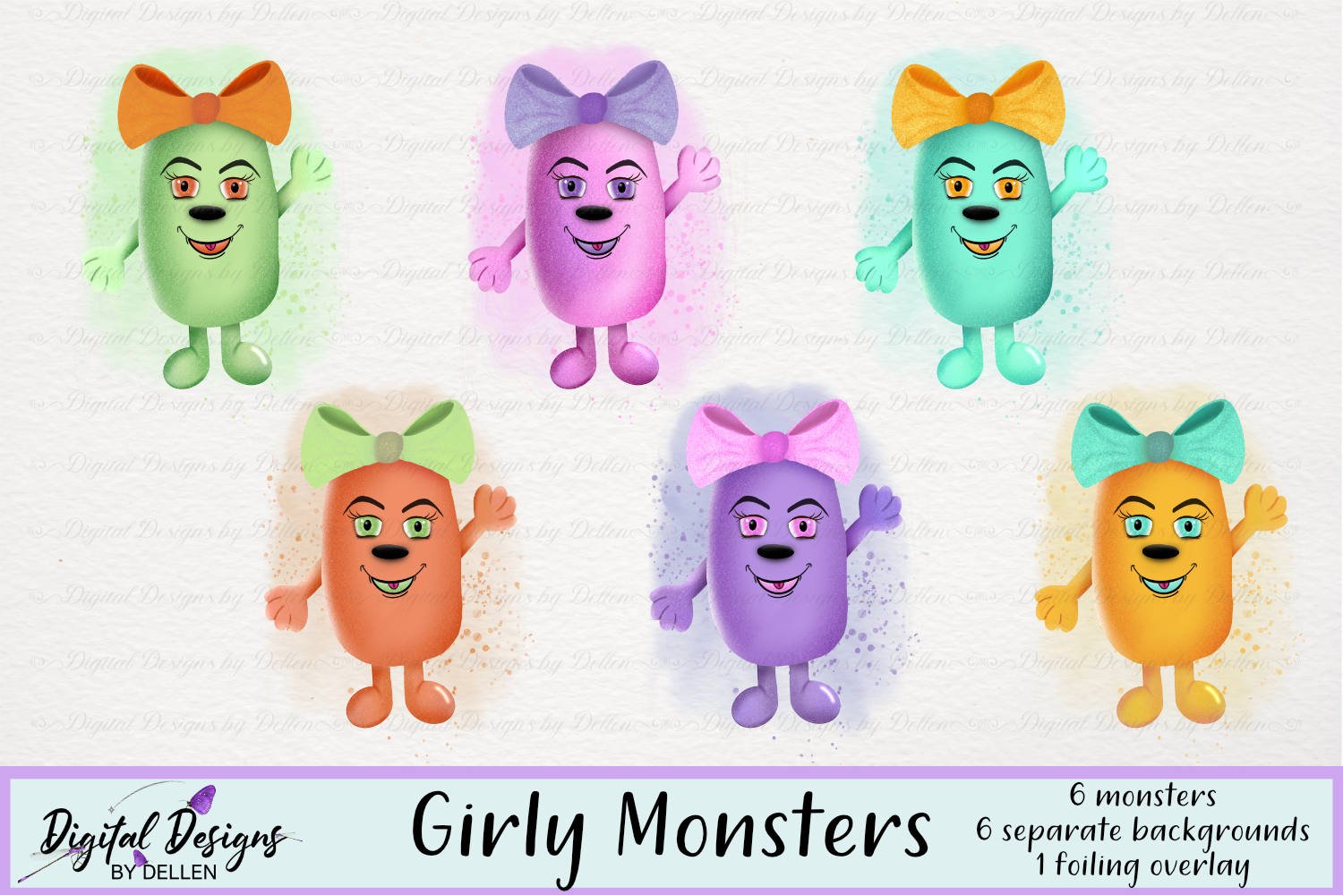 Girly Monsters with foiling overlays