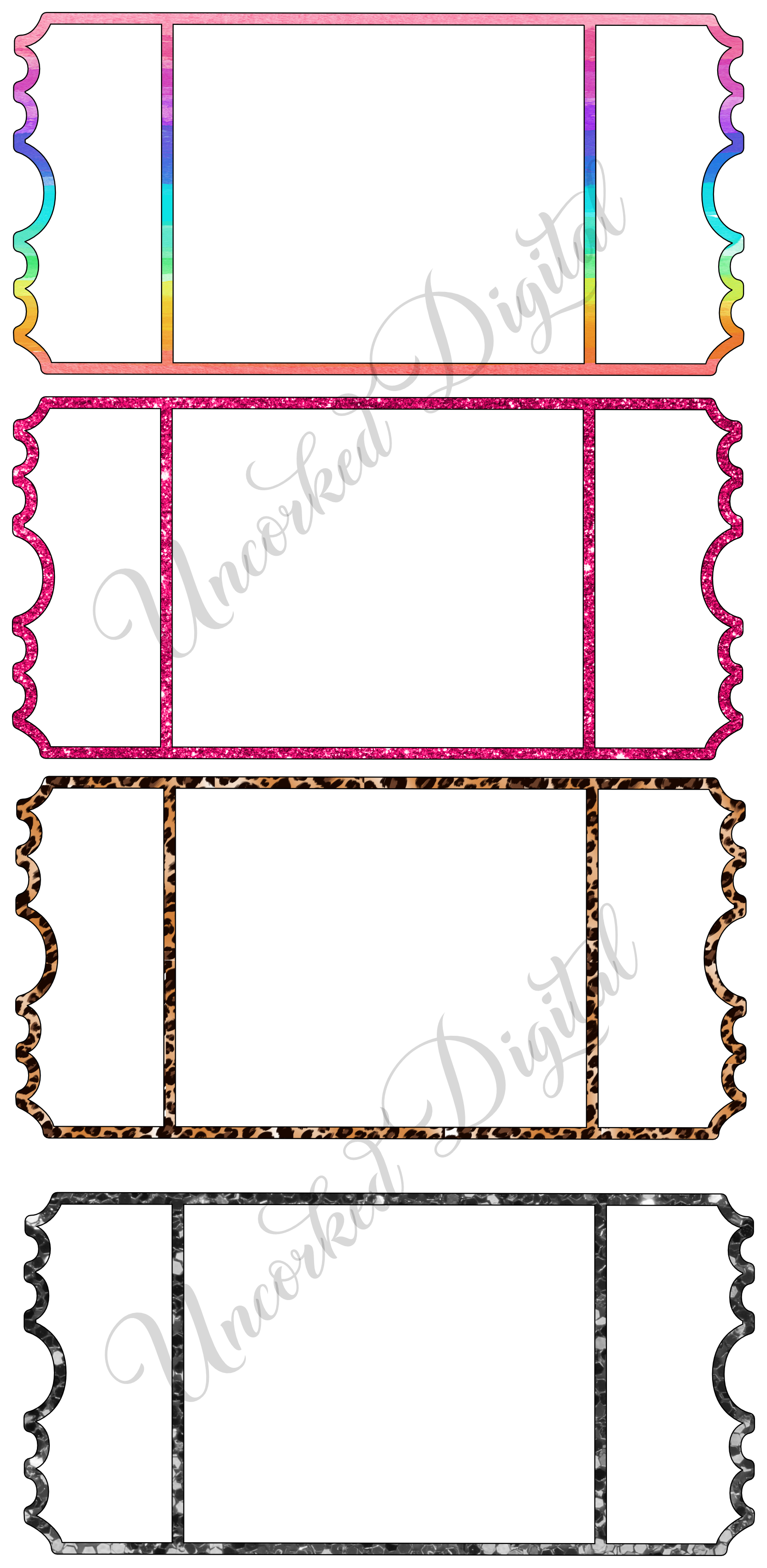 Patterned and Glitter Ticket borders - Payhip