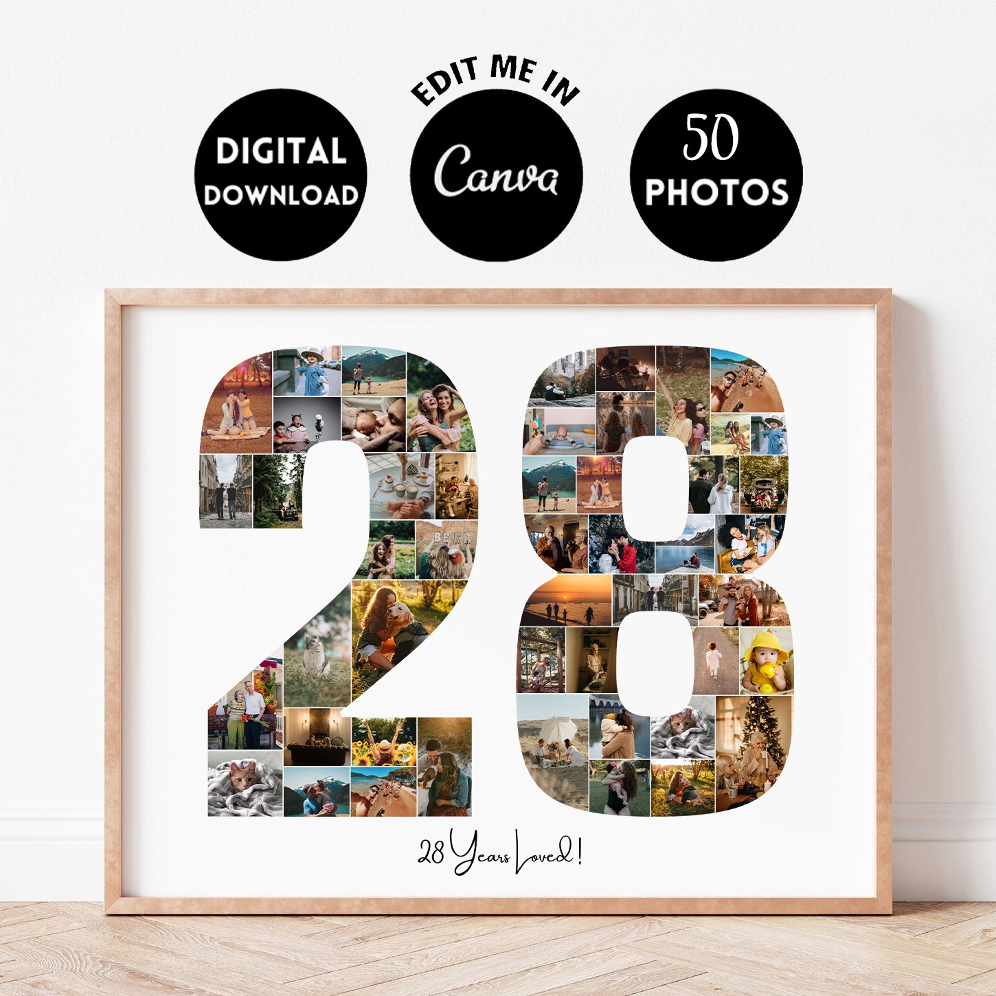 EDITABLE Custom 28 years | 28th anniversary | 28th birthday Photo ...