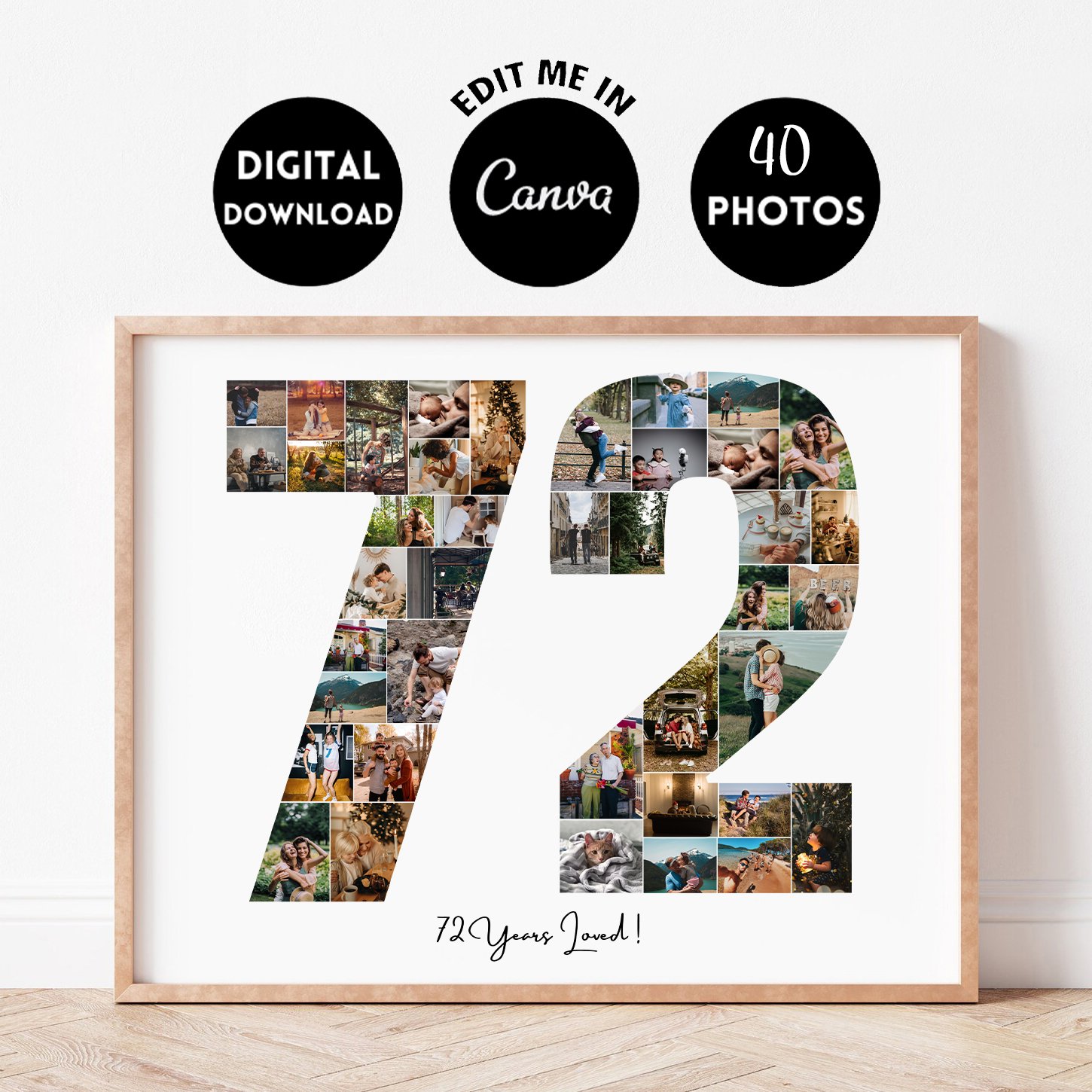 EDITABLE Custom 72 years | 72nd anniversary | 72nd birthday Photo ...