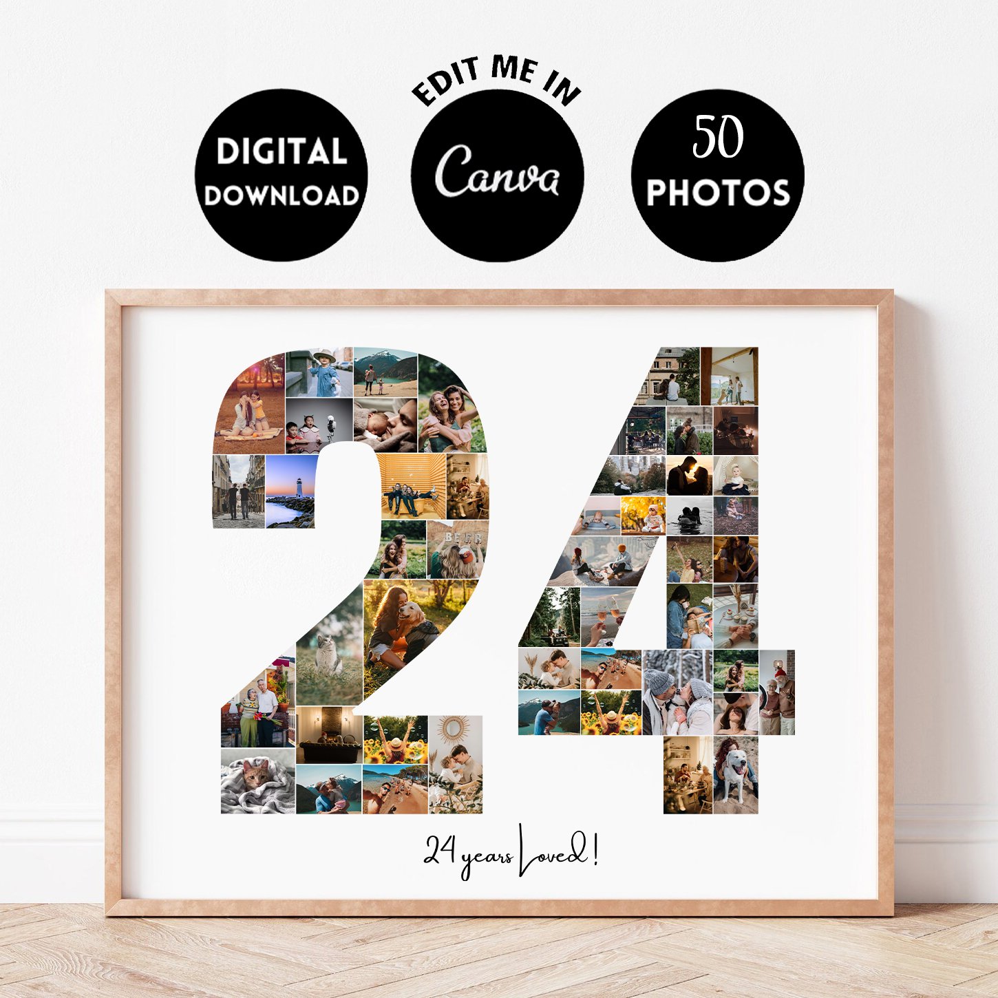 EDITABLE Custom 24 years collage | 24th anniversary | 24th birthday ...