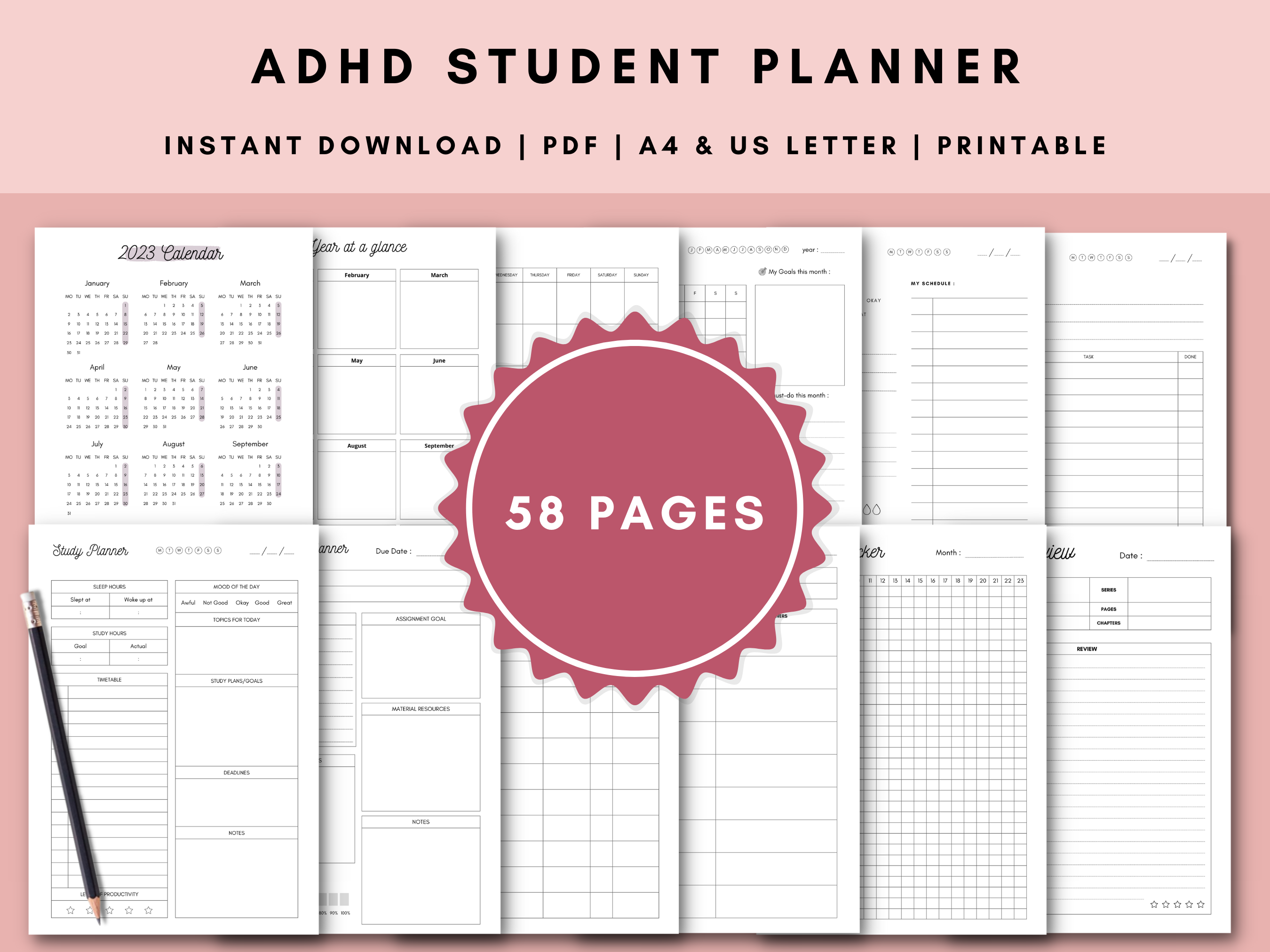 ADHD Student Planner | Academic Planner | College Planner | Homeschool ...