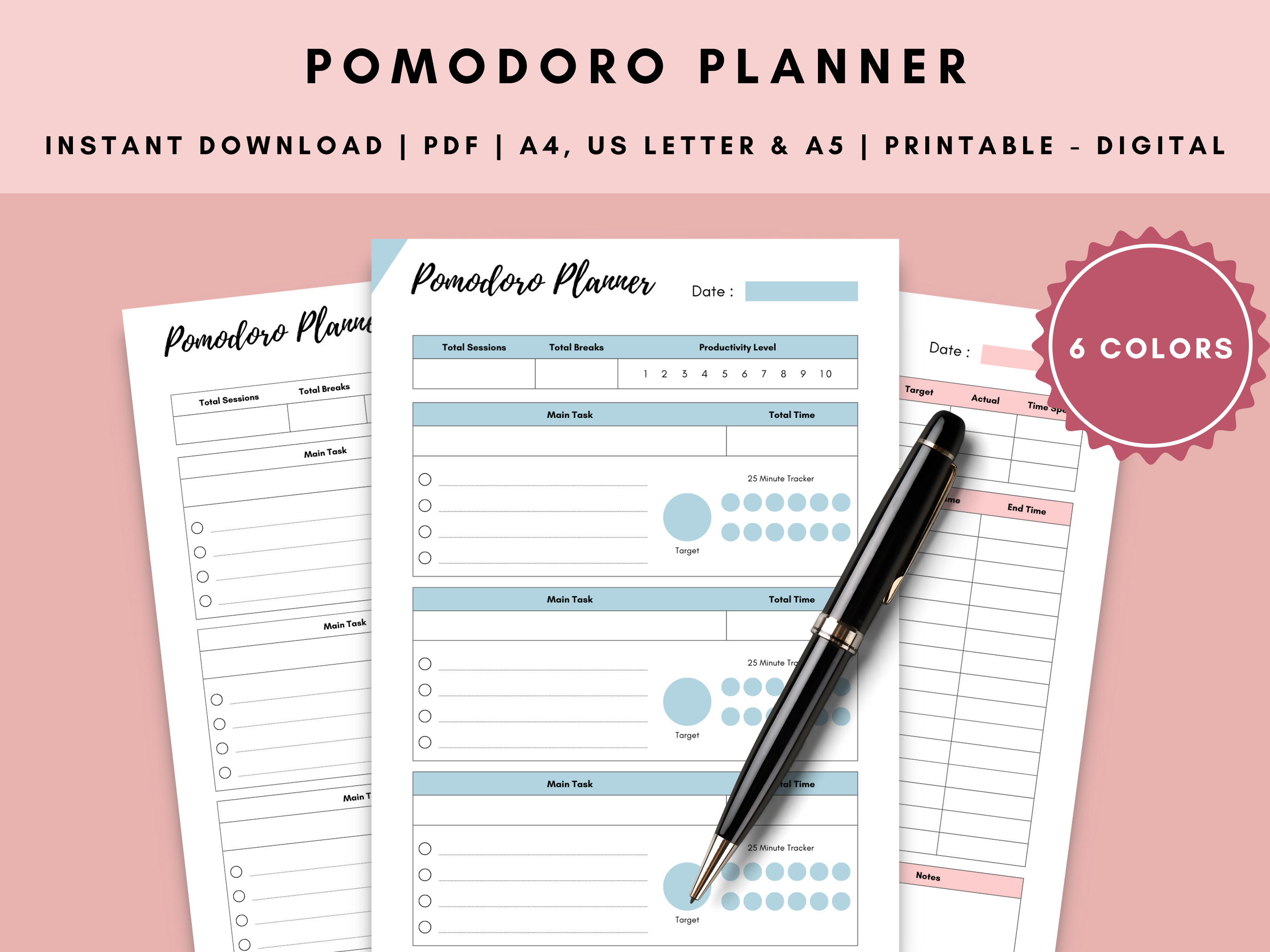 Pomodoro Tracker | Pomodoro Planner | Time Management | Pomodoro Technique | Project Planner ...
