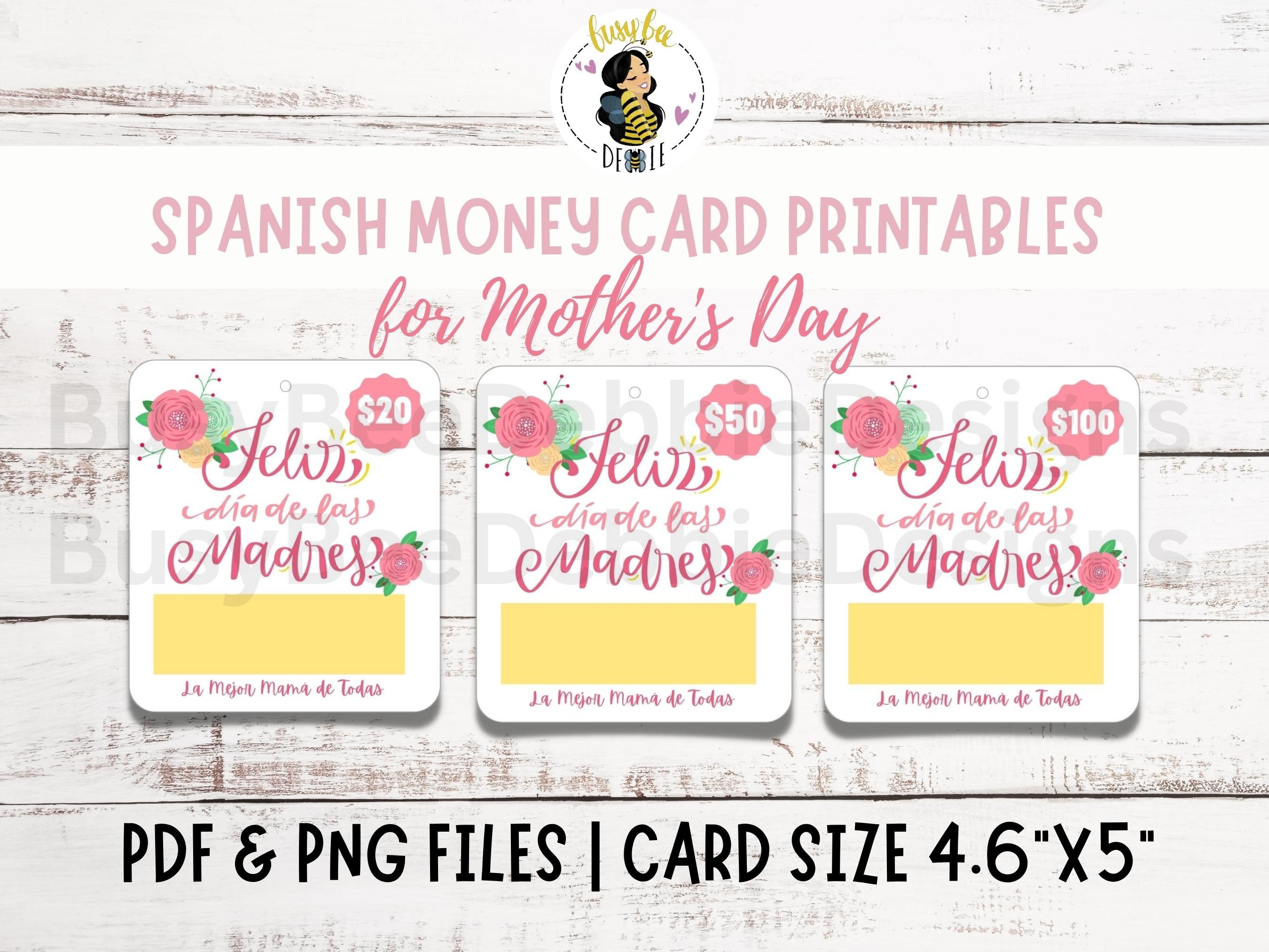 Spanish Printable Mother's Day Money Card | Mother's Day Gift for Mom ...