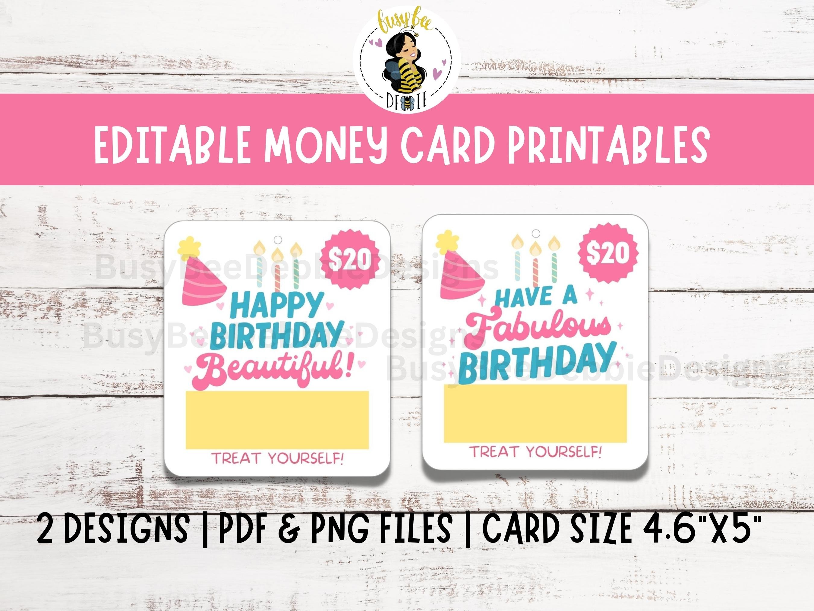 Printable Birthday Money Cards | Editable Birthday Card Template ...