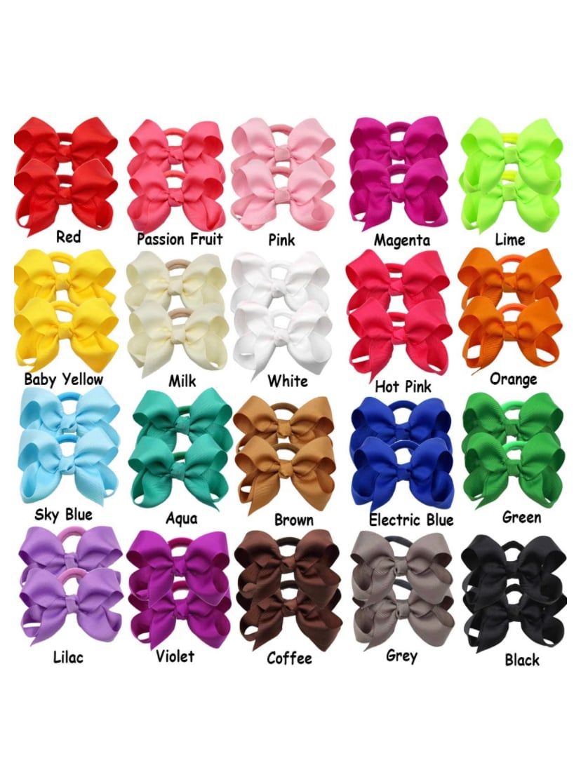 30Pcs Boutique Hair Bows Elastic Ties Kids Children Rubber Bands Ponytail Holders Hair Bands For ...