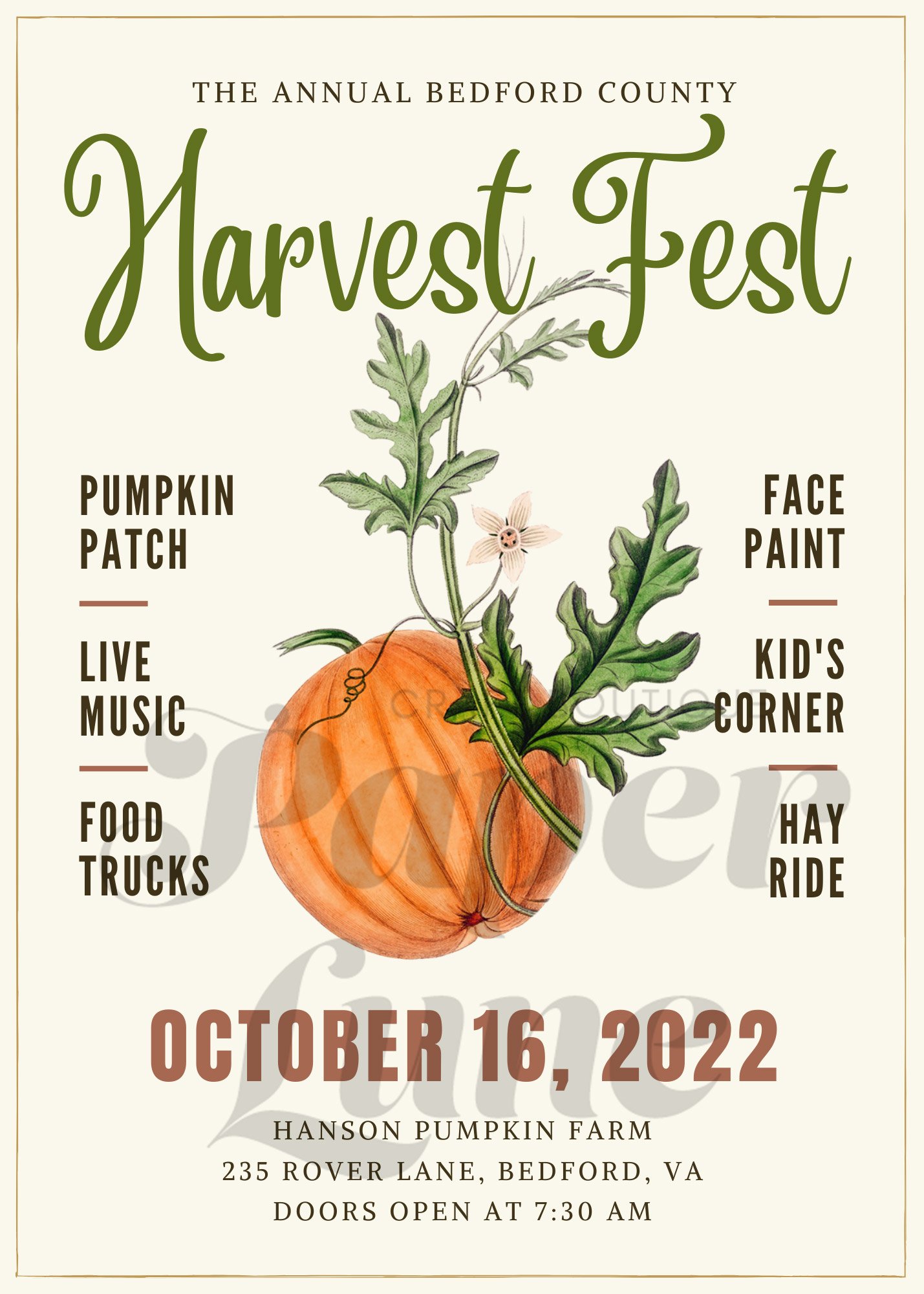 CANVA TEMPLATE Invitation Fully Editable Vintage Pumpkin Farm Fall ...