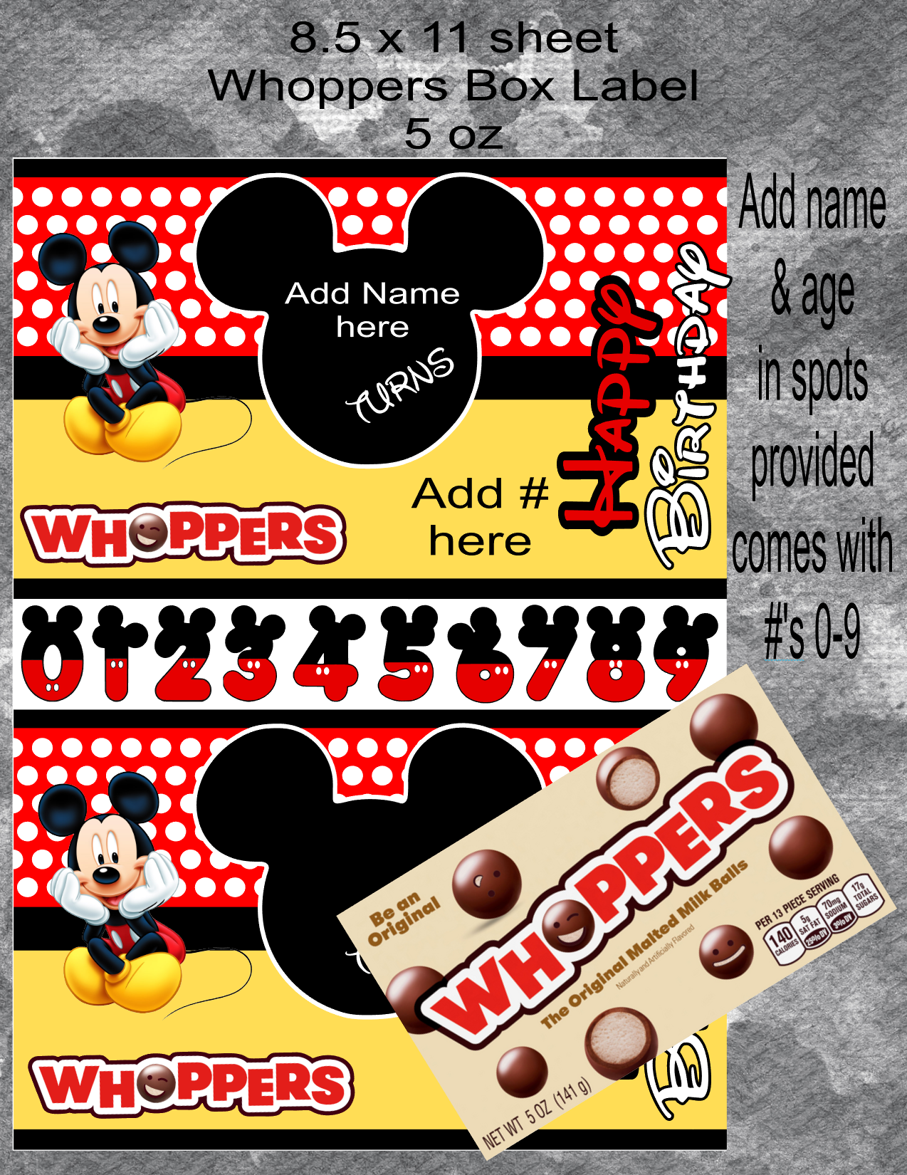 Mickey Whoppers Theater Box (5oz) Label - Payhip