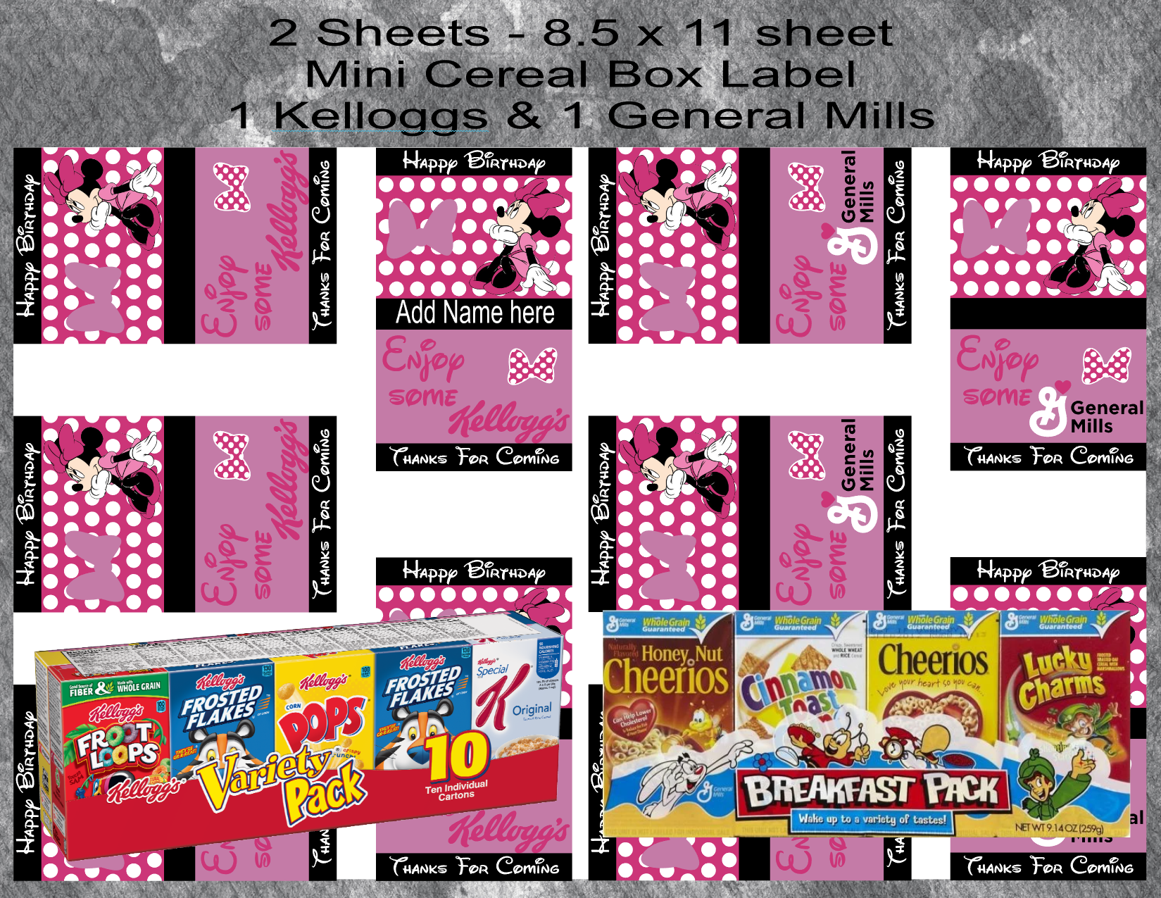 Minnie Mini Cereal Box Label - Payhip