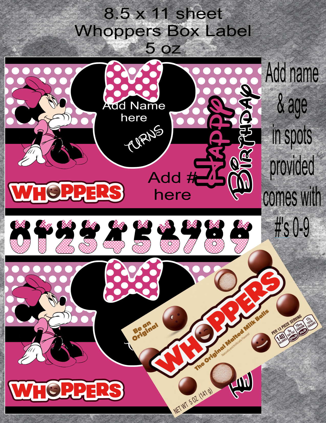 Minnie Whoppers Theater Box (5oz) Label - Payhip