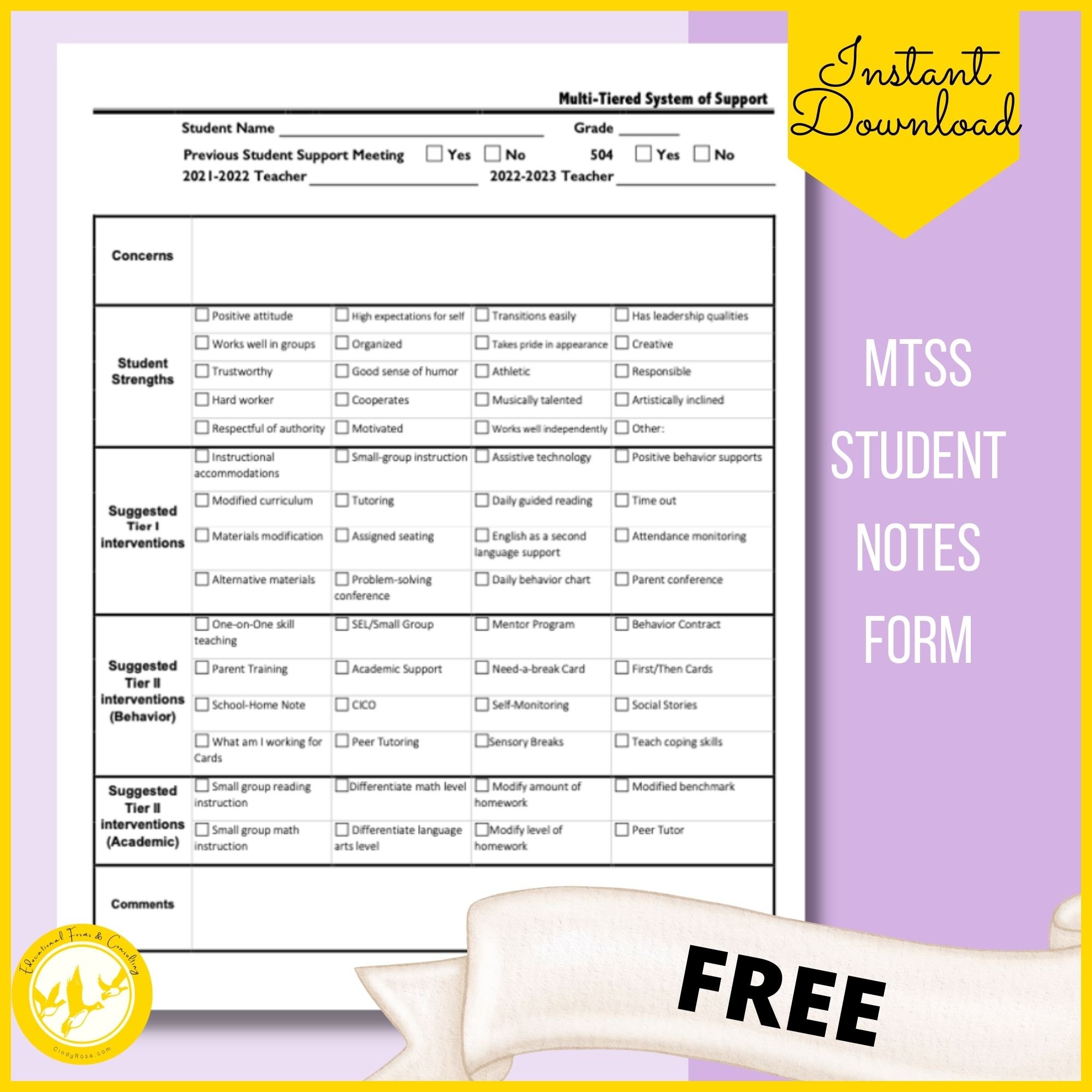 CGR Forms and Flyers - MTSS