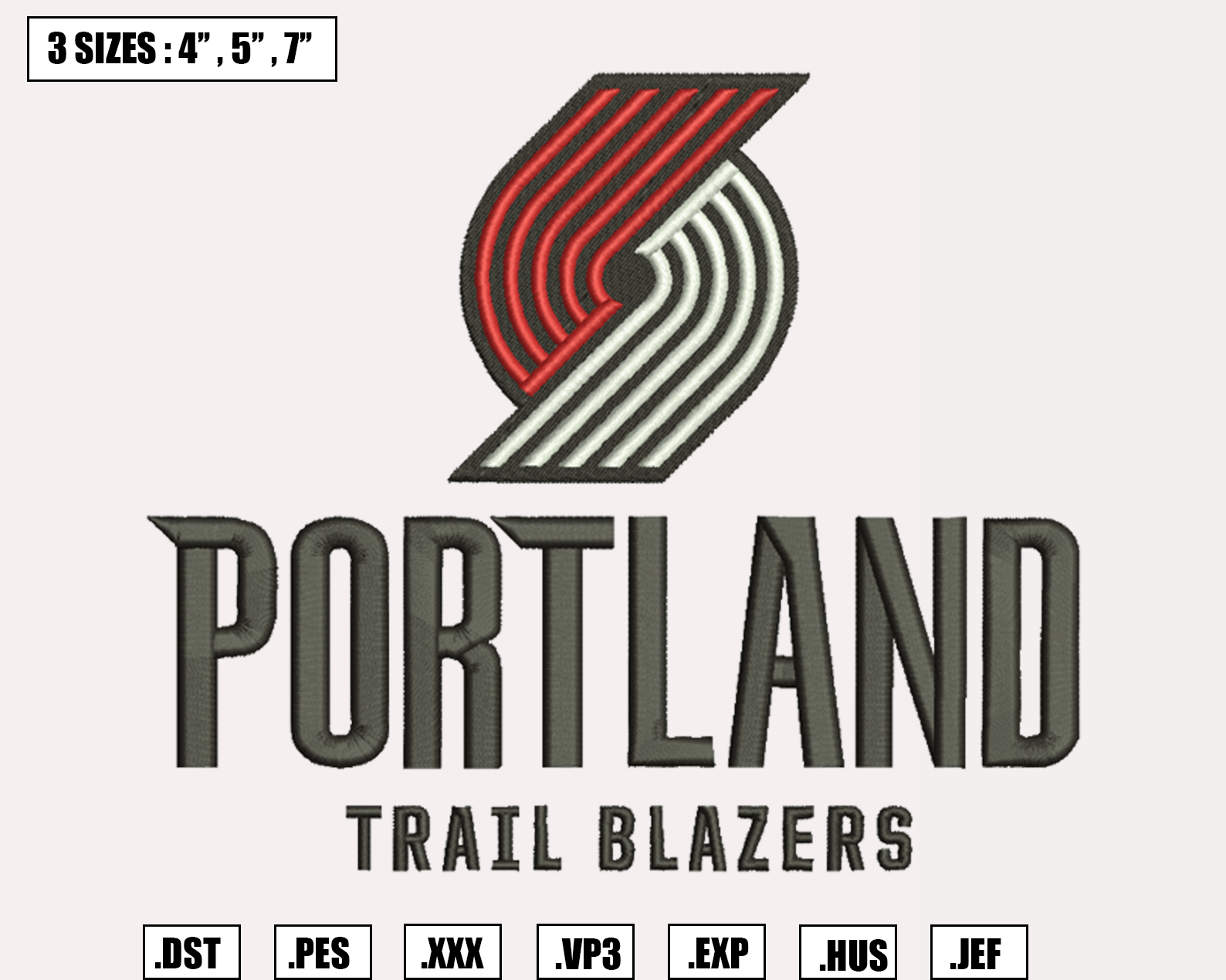 Portland Trail Blazers Embroidery Designs, NBA Logo Embroidery Files ...