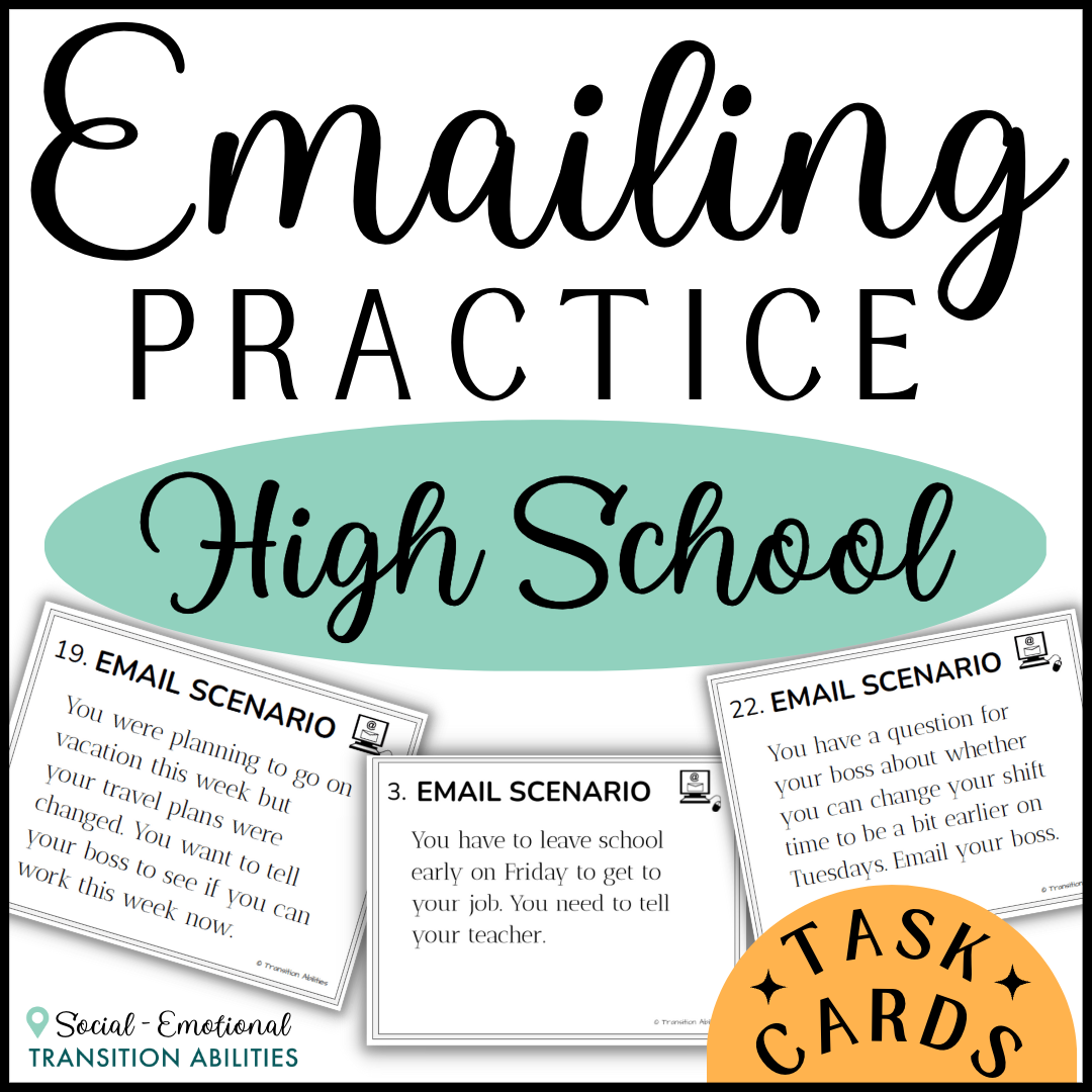 Emailing Practice | HIGH SCHOOL Scenarios | Task Cards