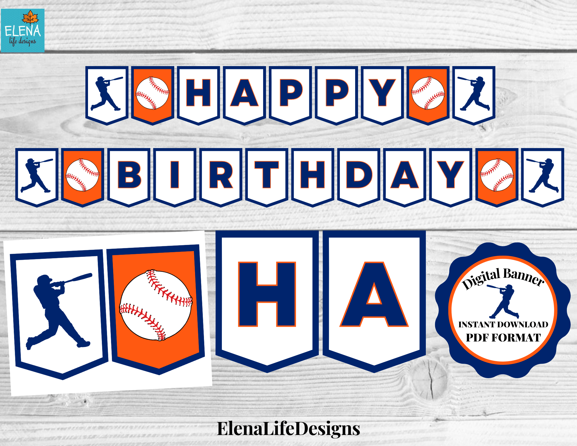 Baseball Happy Birthday Banner - Printable Baseball Birthday Banner ...