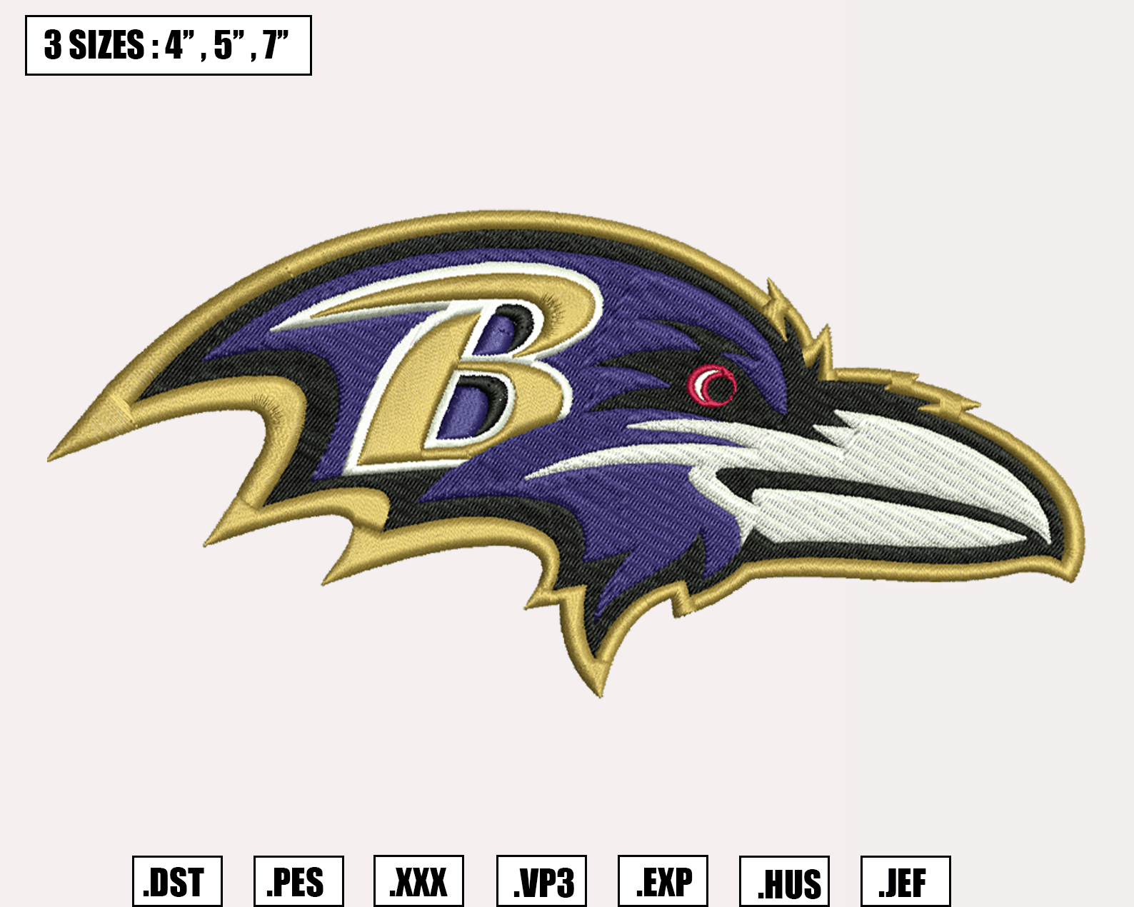Baltimore Ravens Embroidery Designs, NCAA Logo Embroidery Files, NCAA ...