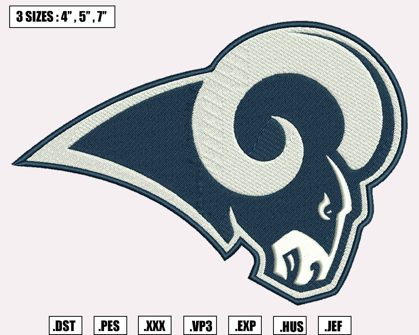 Los Angeles Rams Embroidery Designs, NCAA Logo Embroidery Files, NCAA ...