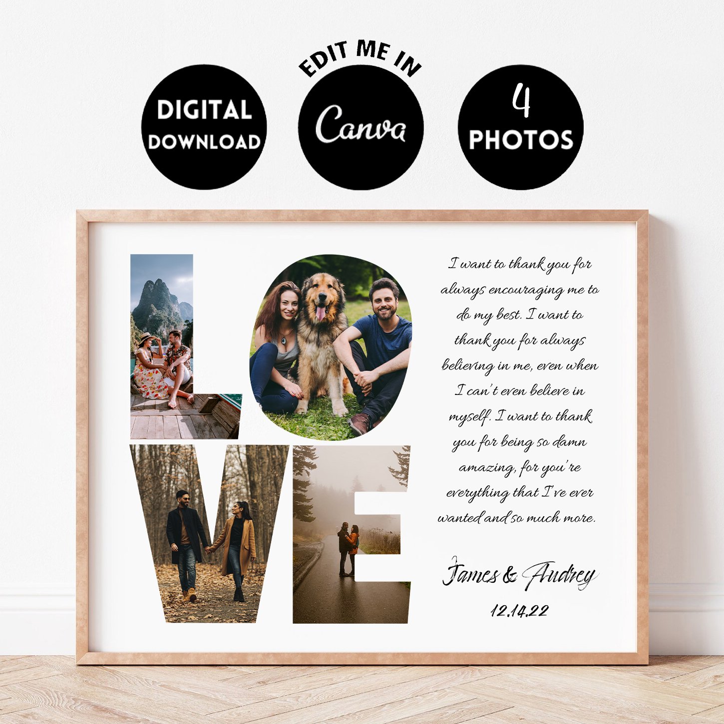 EDITABLE Custom Anniversary Photo Collage Gift, Love Collage with ...