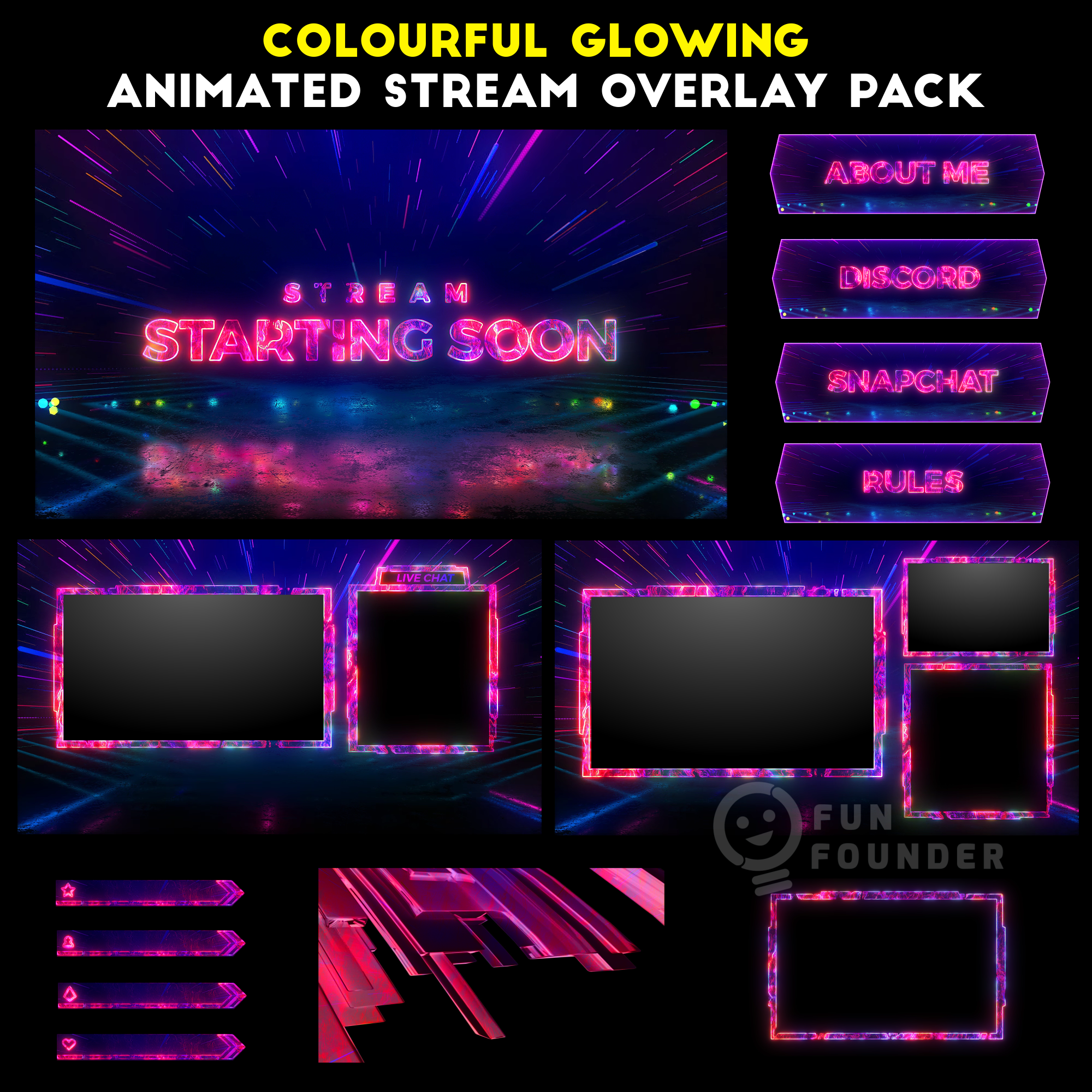 Animated Pink Lime Green Overlay Pack | Twitch Pink and Lime Green ...