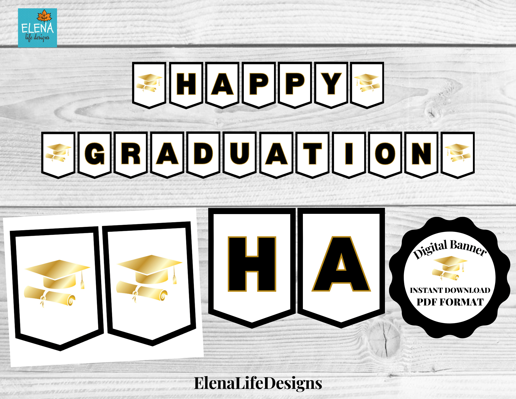 Happy Graduation Digital Banner - Printable Graduation Banner - Instant ...