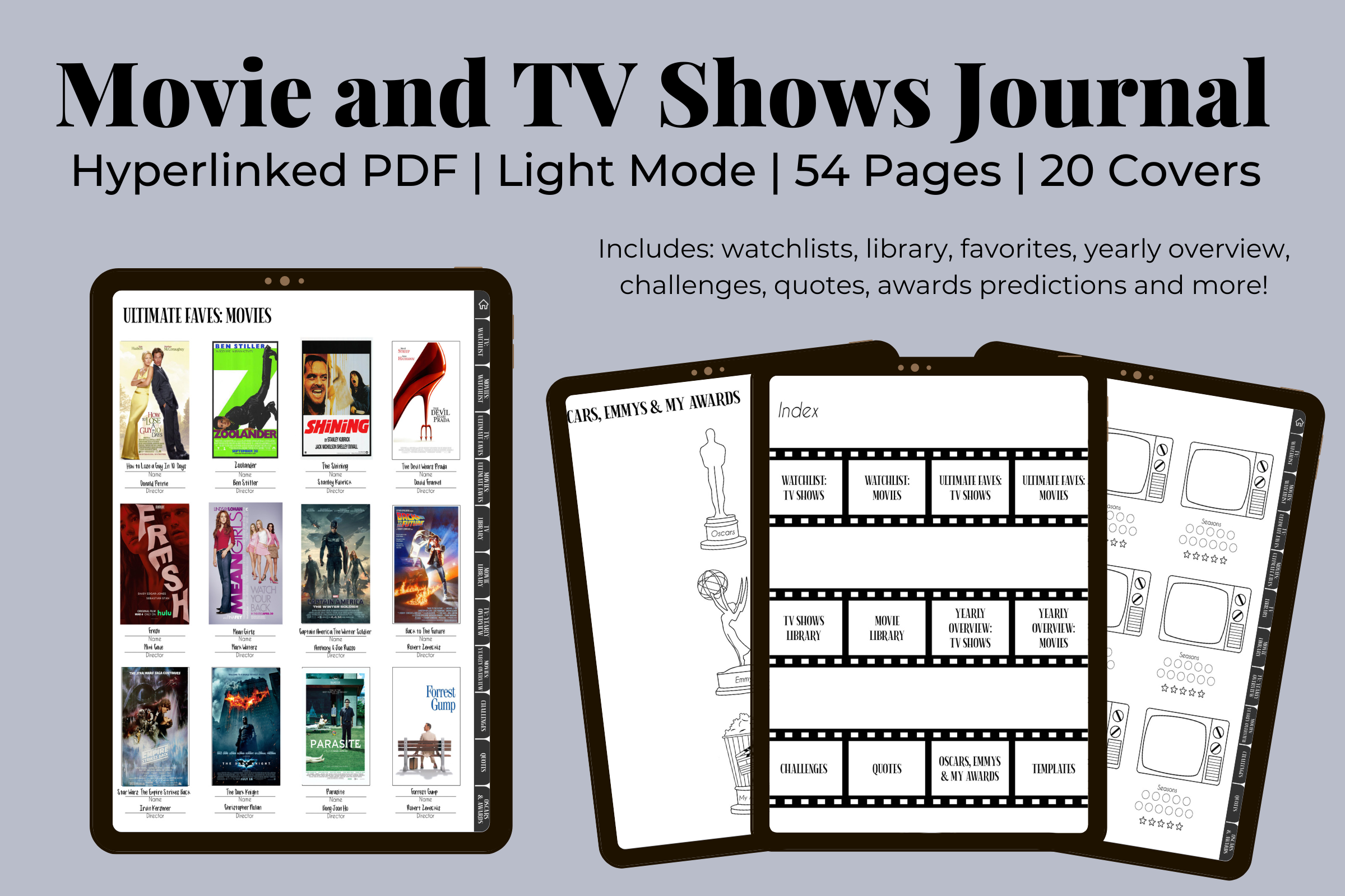 Digital Movie and TV Shows Journal (Light Mode) - Payhip
