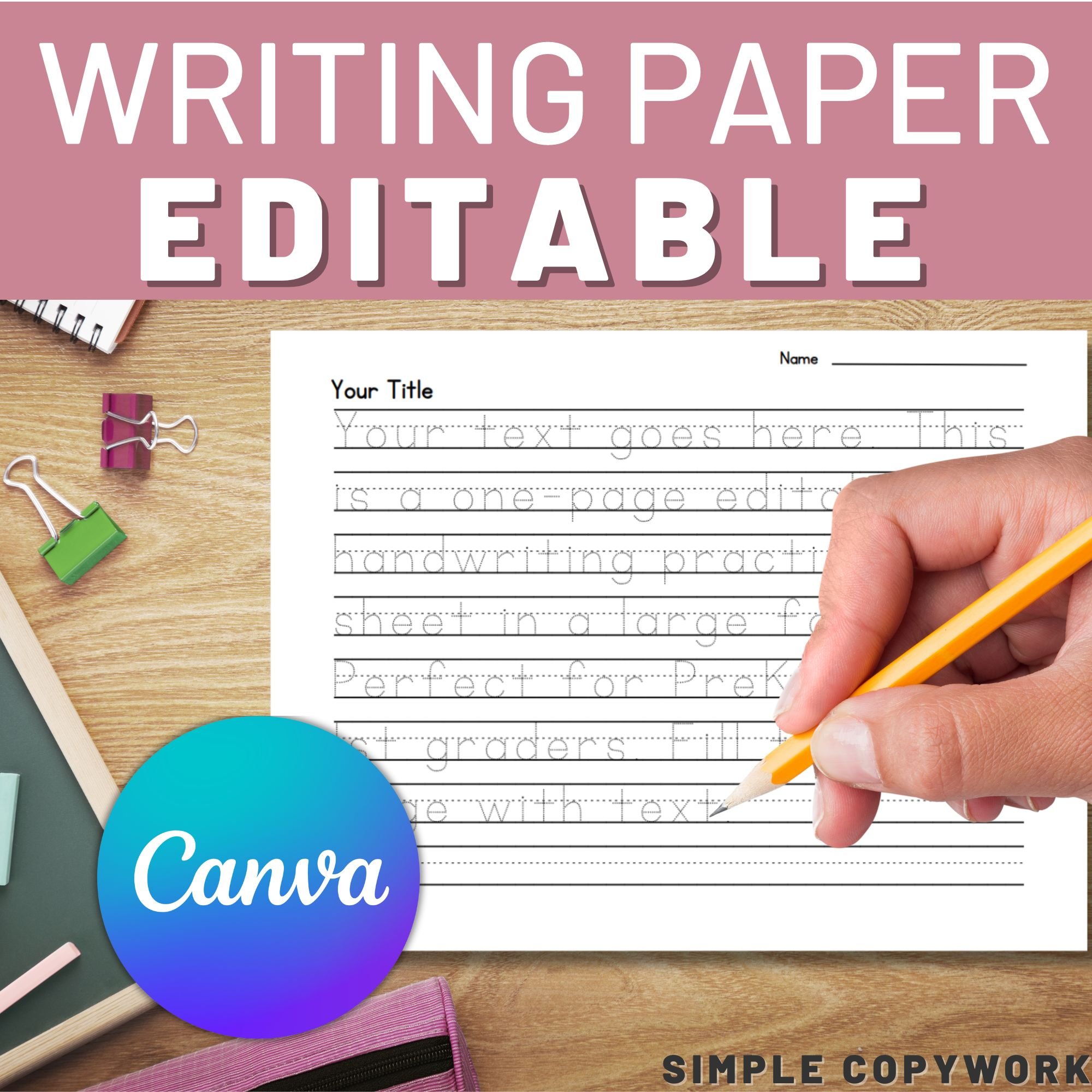 Editable Lined Writing Paper Landscape, 60 pt PRINT Tracing Font