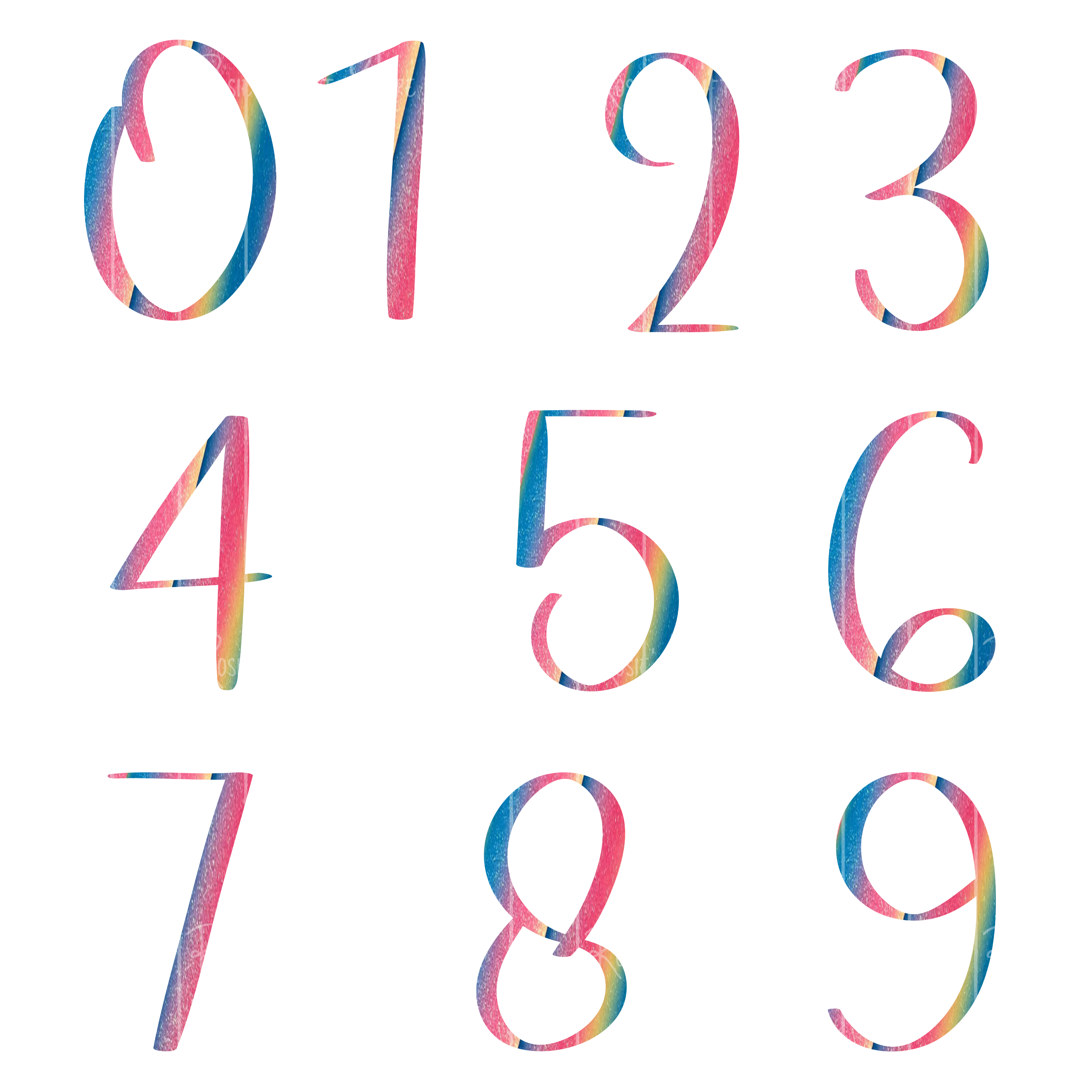 Rainbow Numbers Clipart 0-9- Digital Download - Payhip