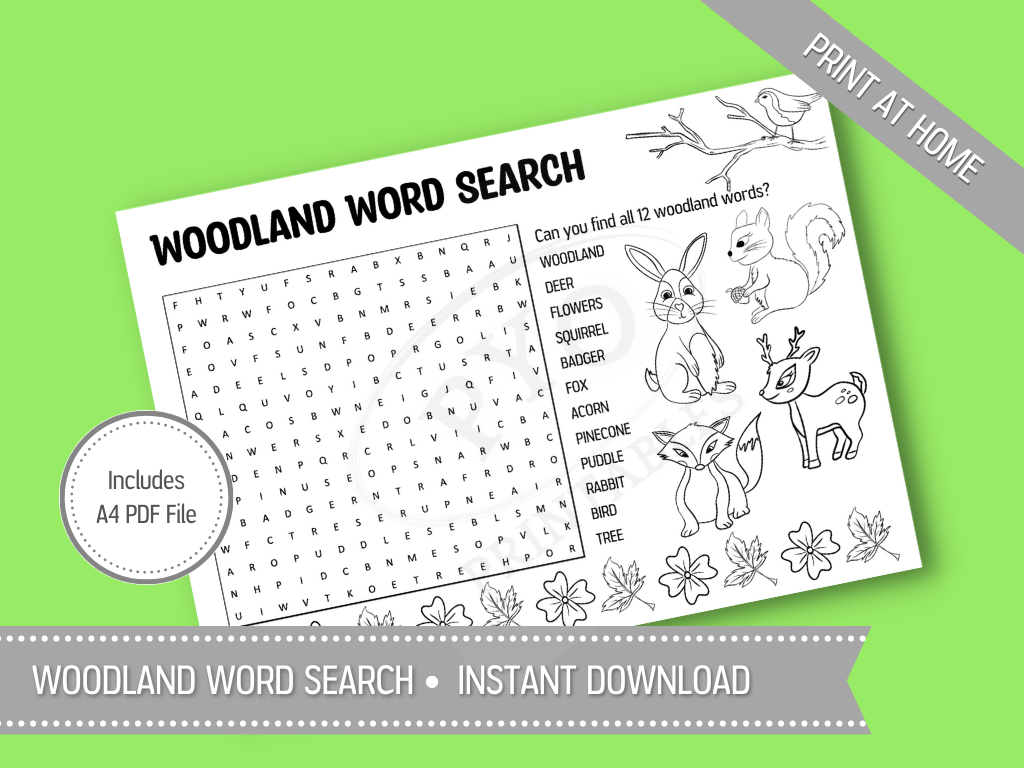Printable Woodland Word Search