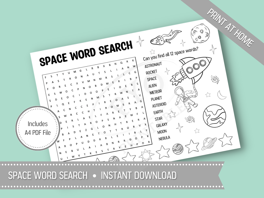 Printable Space Word Search