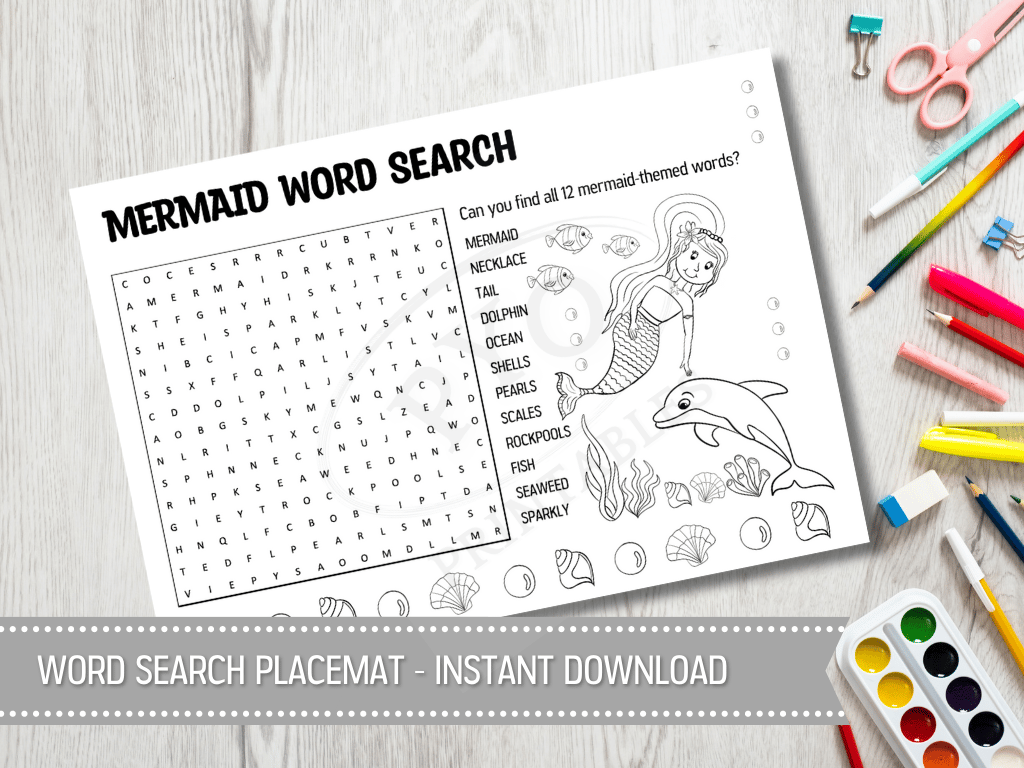 Printable Mermaid Word Search
