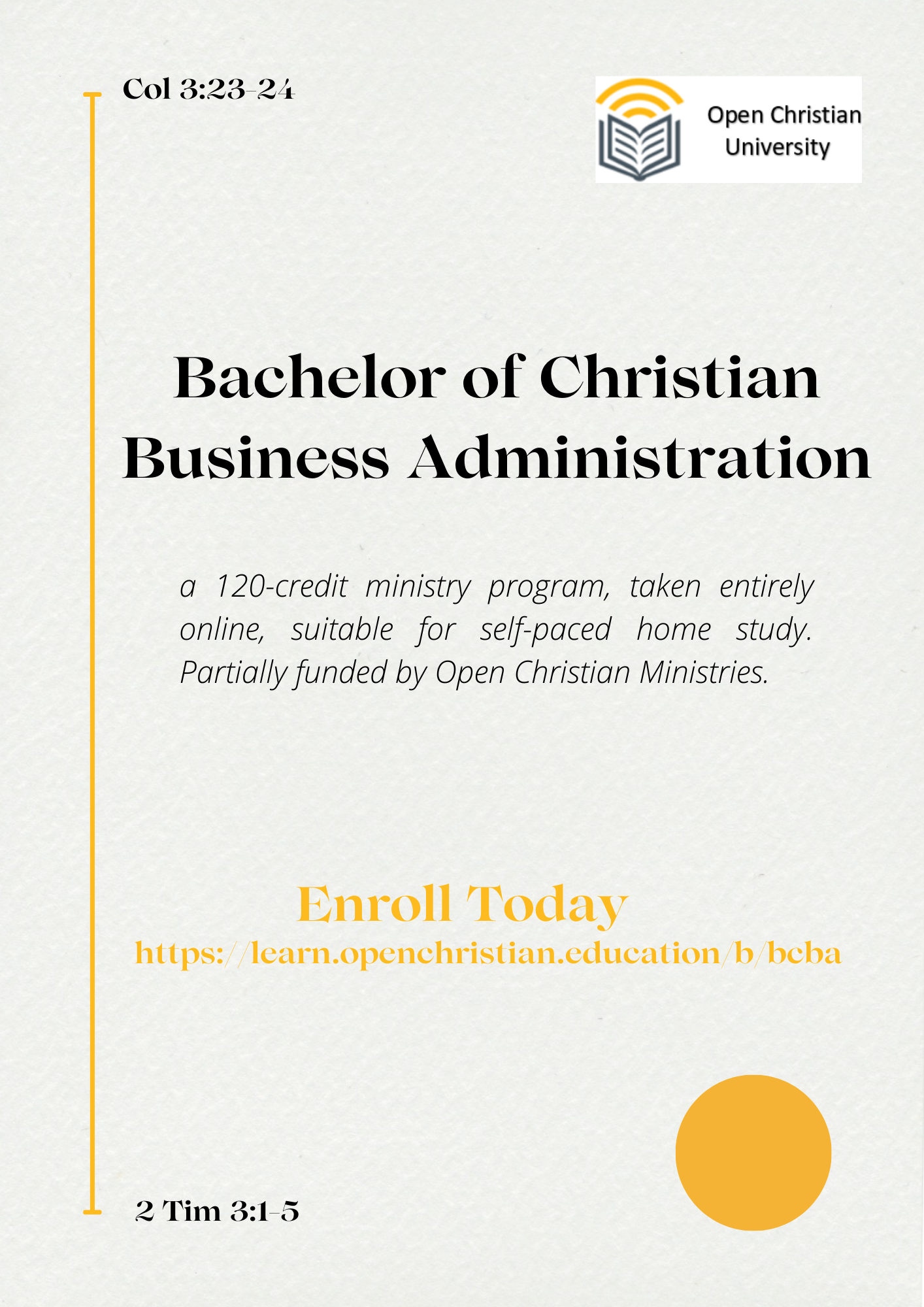 Bachelor of Christian Business Administration