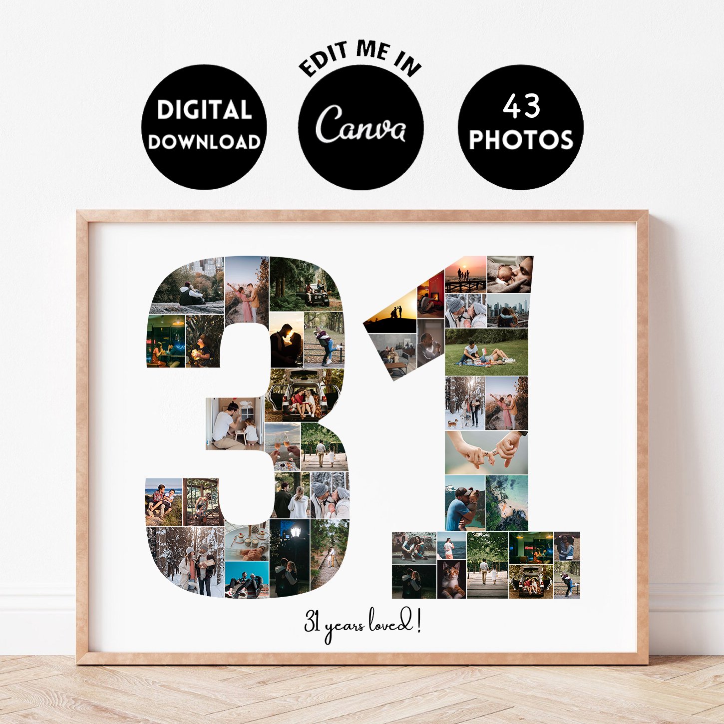 EDITABLE Custom 31st anniversary Collage, 31st birthday collage print ...