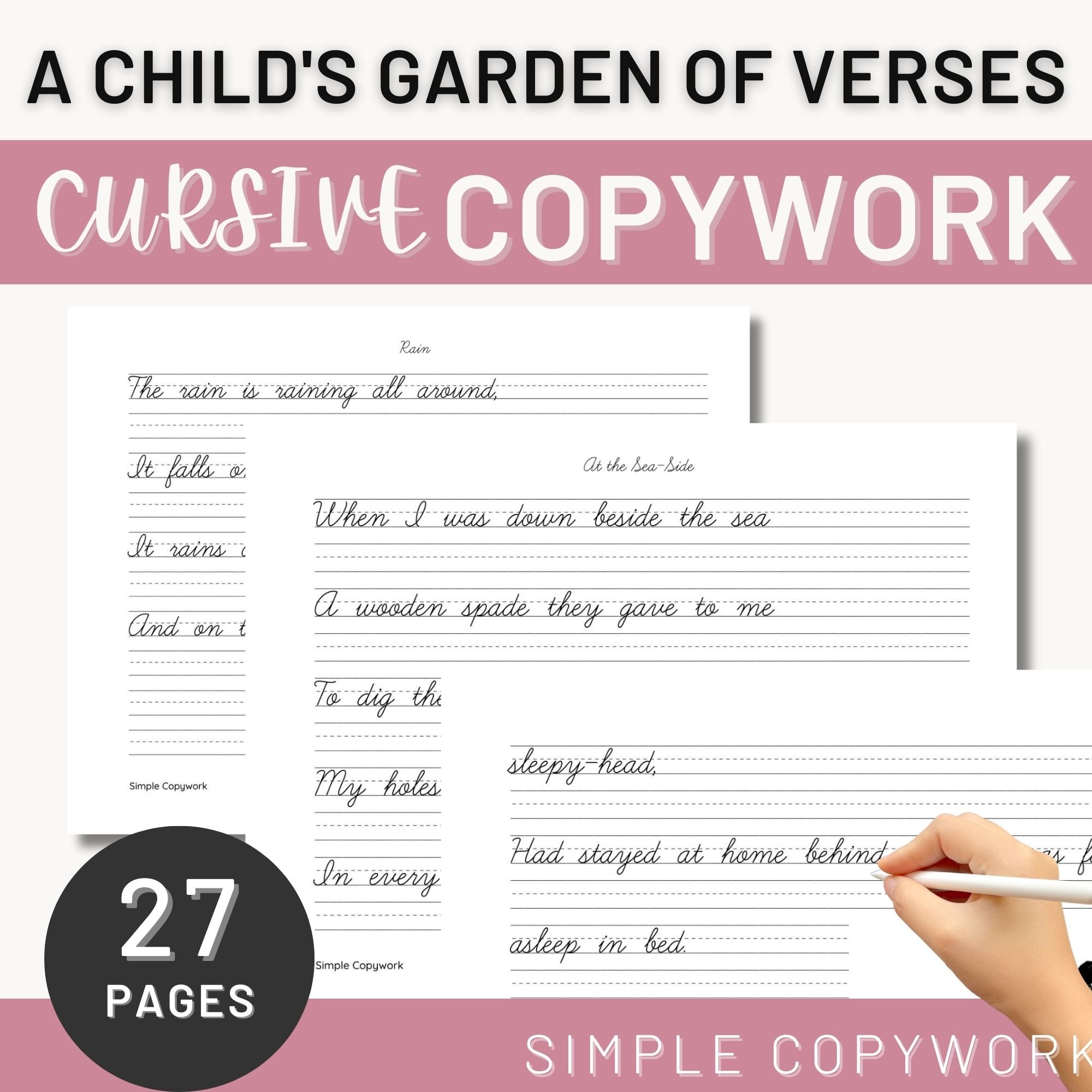 A Child's Garden of Verses, Robert Louis Stevenson, 40 pt. CURSIVE
