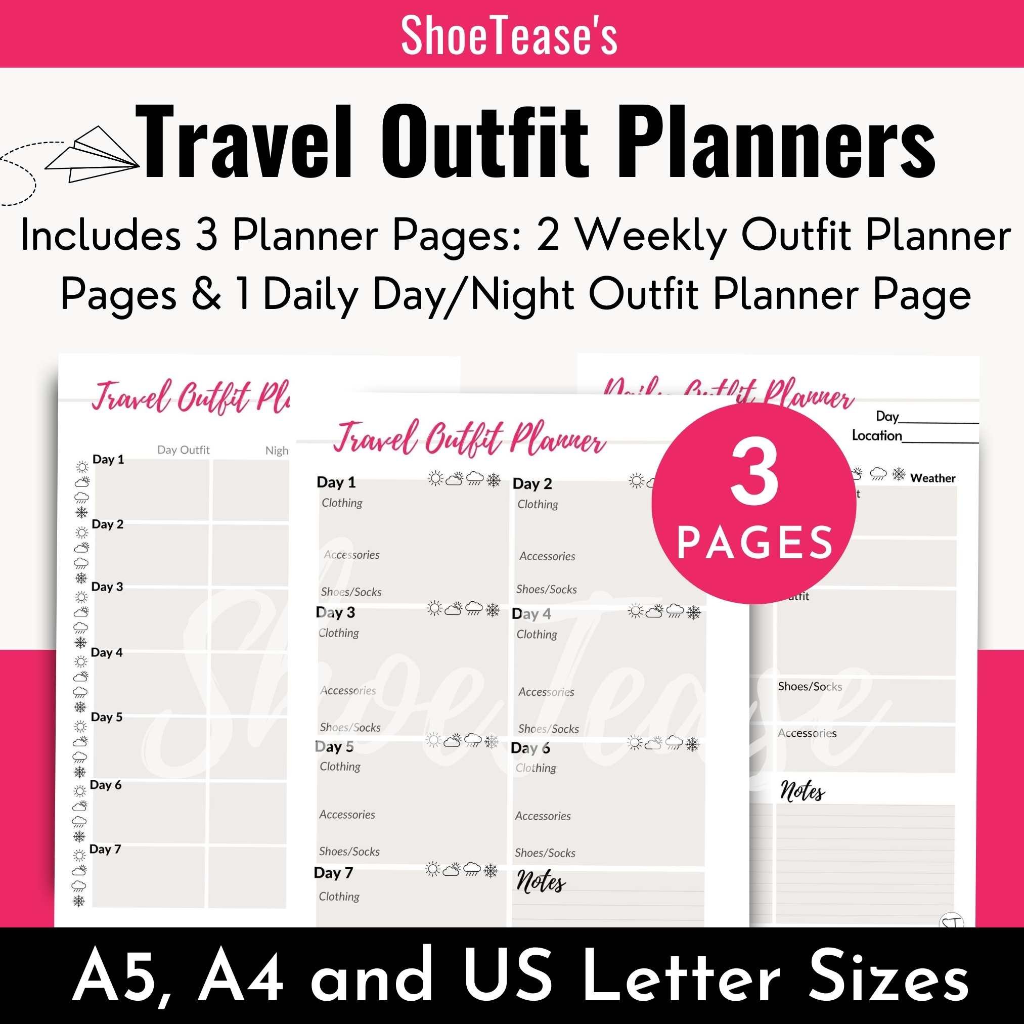 Travel Outfit Planner | Daily Outfit Planner | Weekly Outfit Planner ...