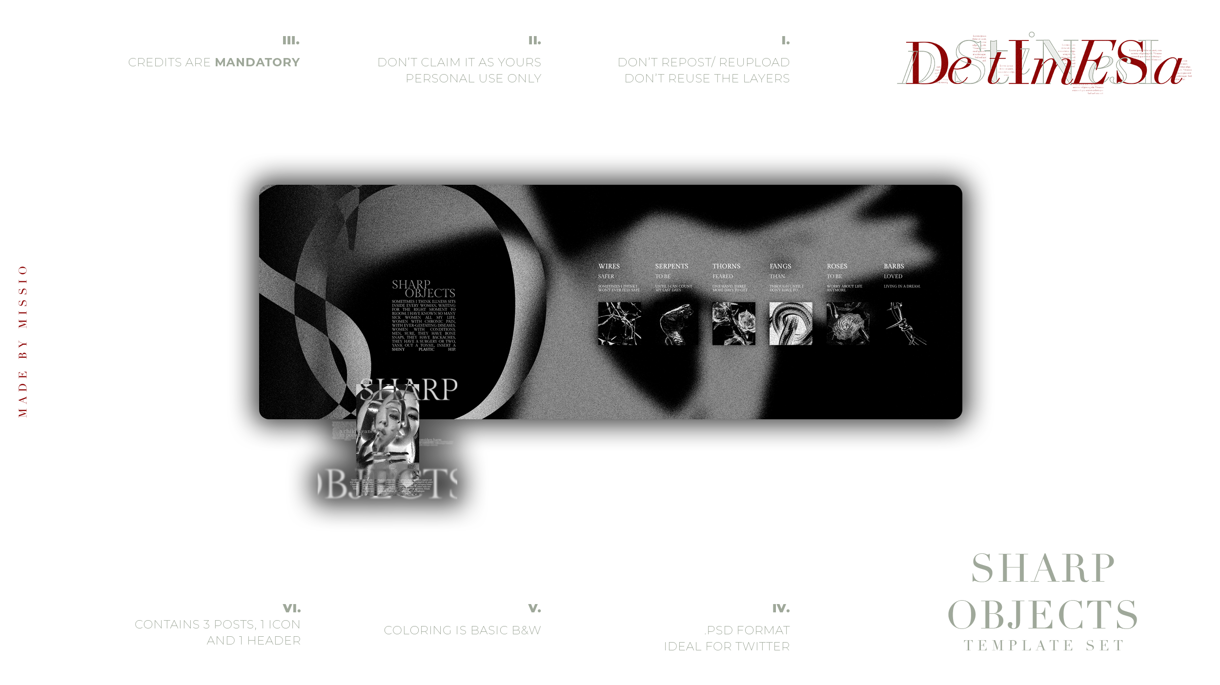 SHARP OBJECTS ( TEMPLATE SET ) - Payhip