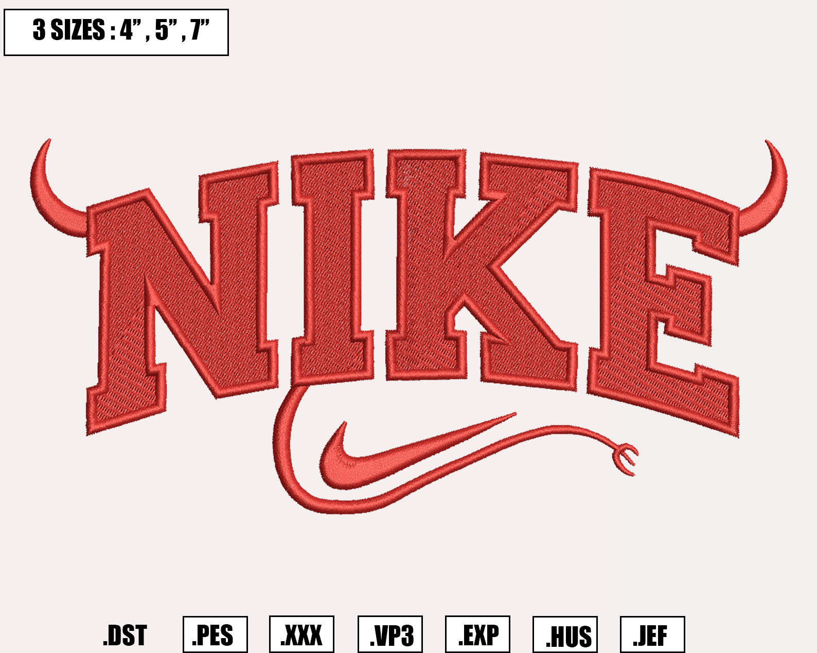 Nike x Devil Embroidery Machine Designs, Machine Embroidery Pattern ...