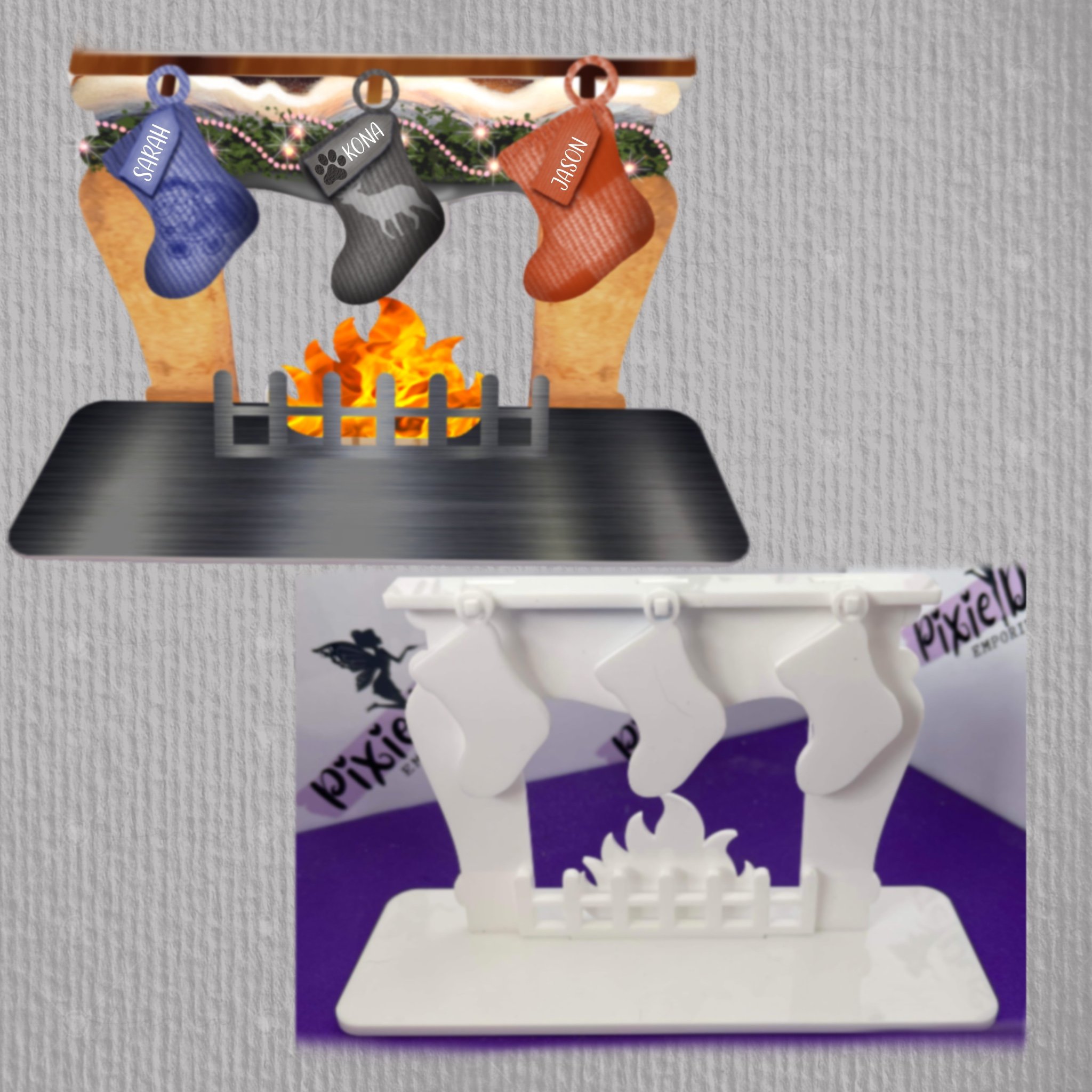 Fireplace and stockings design for Pixie Dust fireplace stand. - Payhip