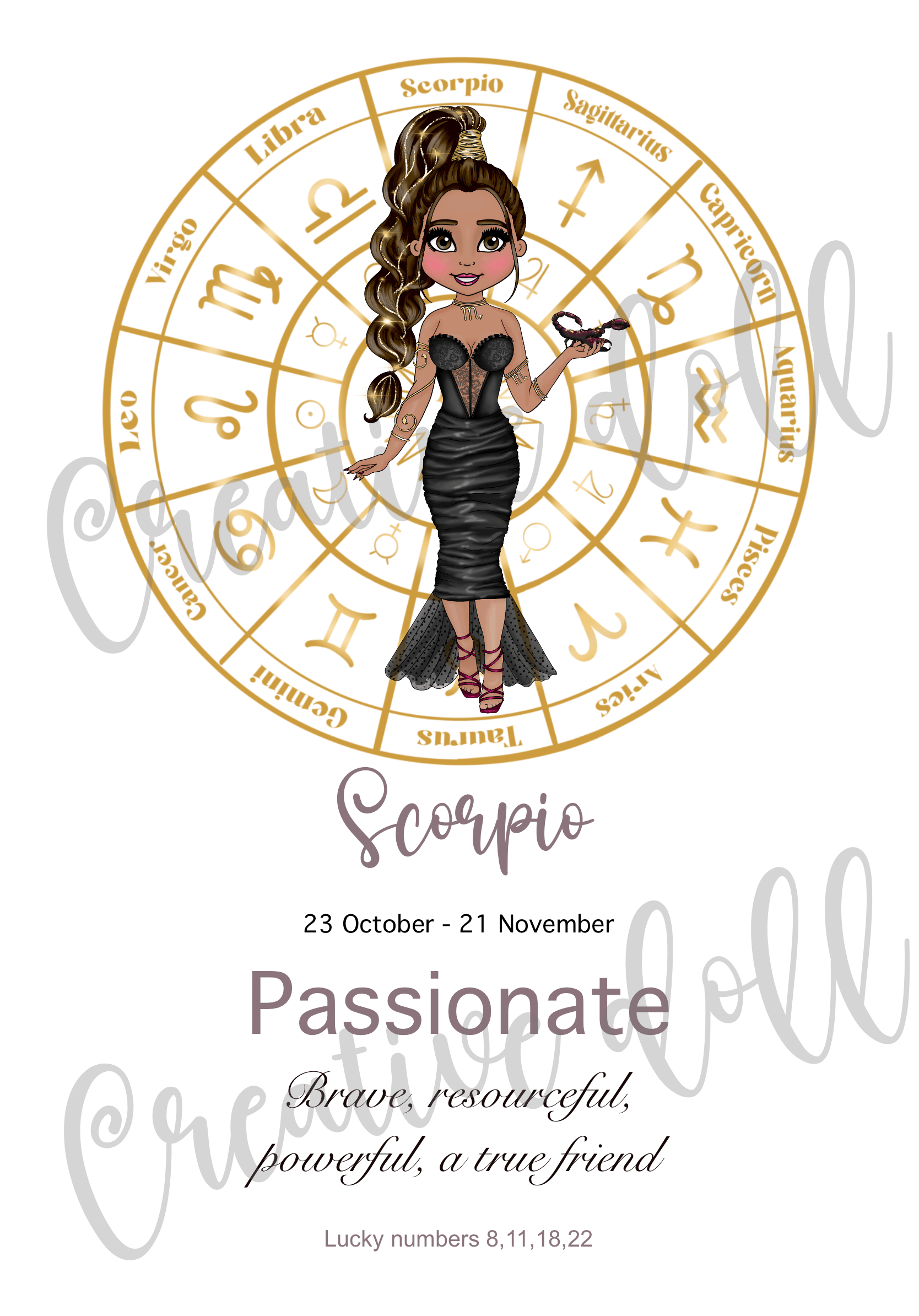 Scorpio cute personalised Horoscope prints - Payhip