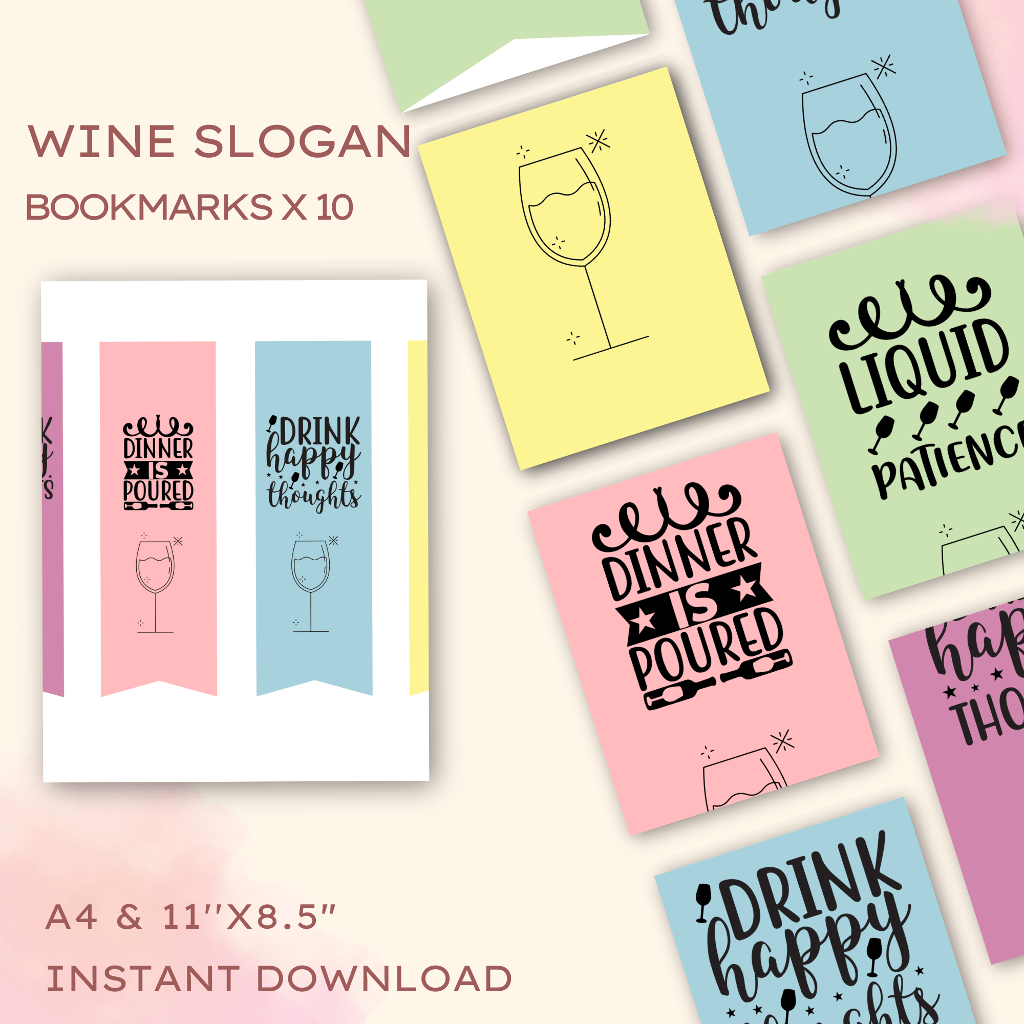 Wine Themed Bookmarks with Fun Slogans - Payhip
